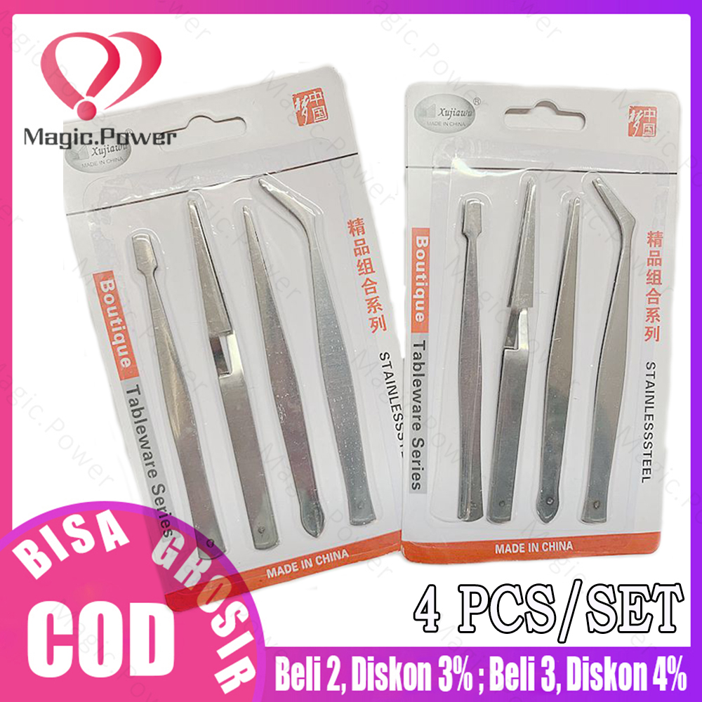 pinset tweezer stenlis serbaguna isi 1/3/4/6 pcs /set | Lazada Indonesia