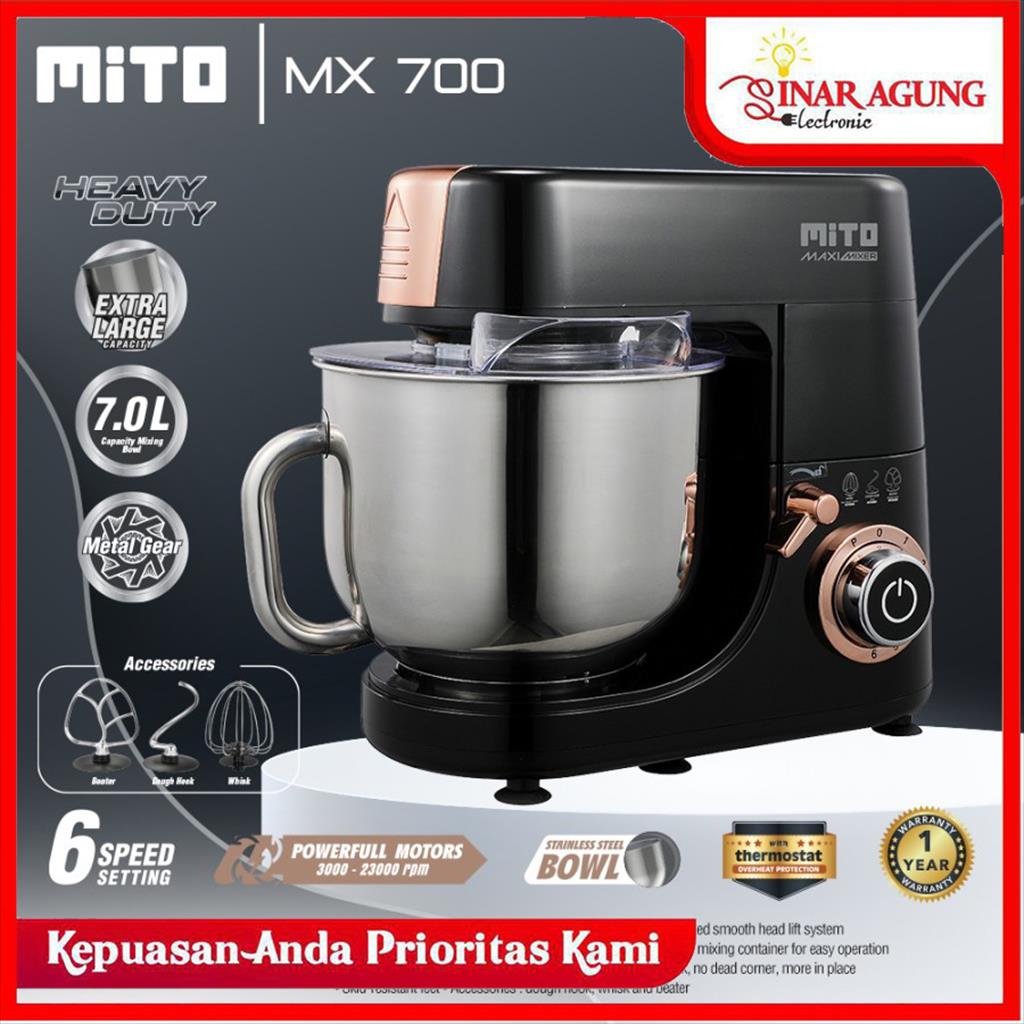 MITO STAND MIXER MX700 MX-700 STAINLESS BOWL MIXER 7L - Hitam | Lazada ...