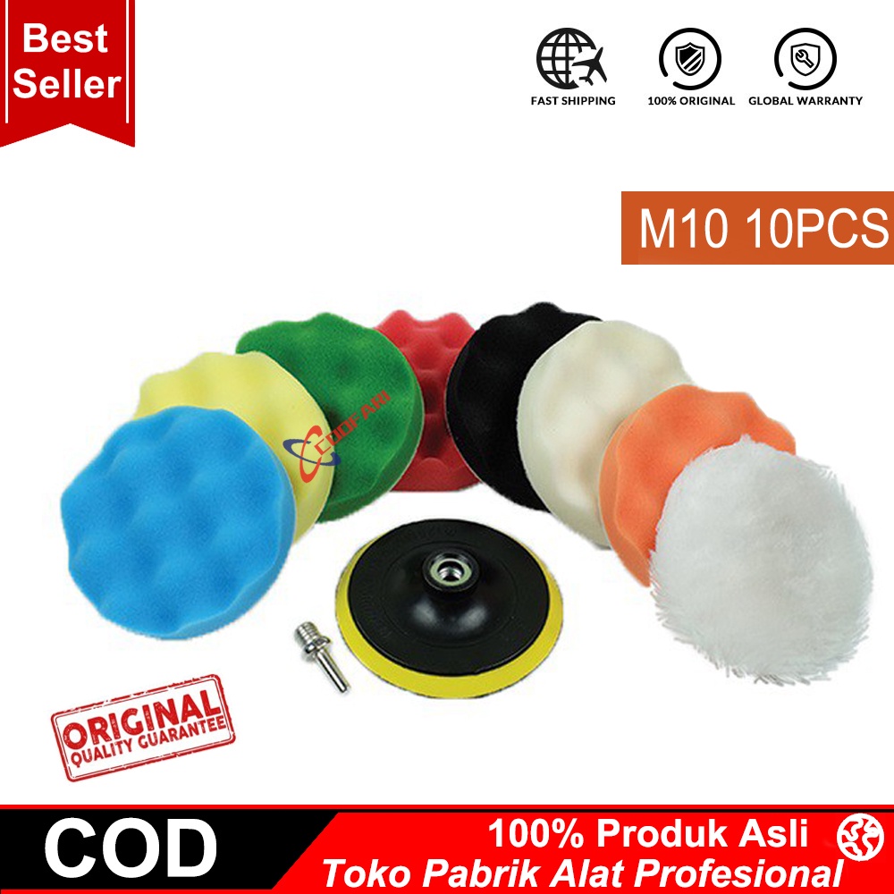 Alat poles 3 inch set 10pcs sponge busa wool polishing set mobil motor ...