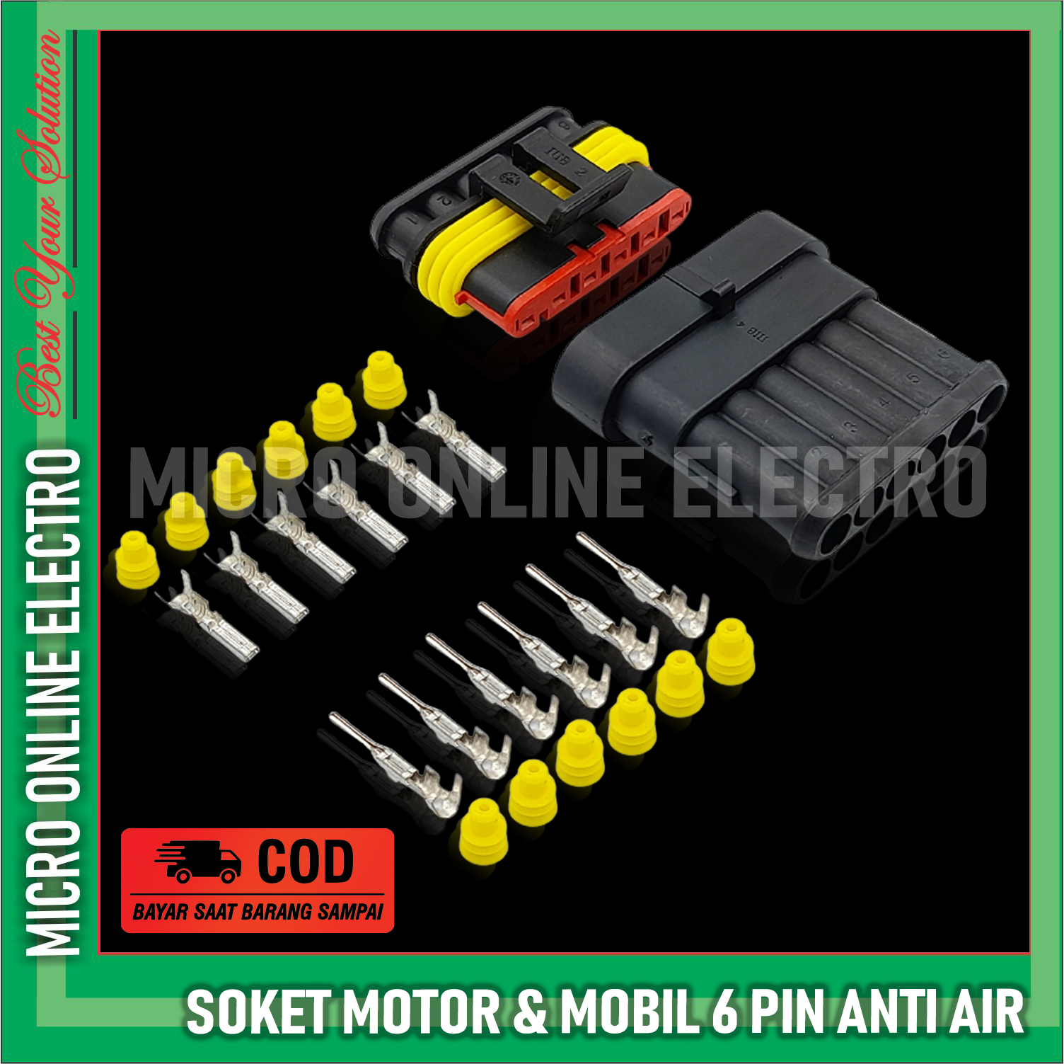 Soket Konektor Kabel 6 Pin Anti Air - Socket Motor Mobil Waterproof ...