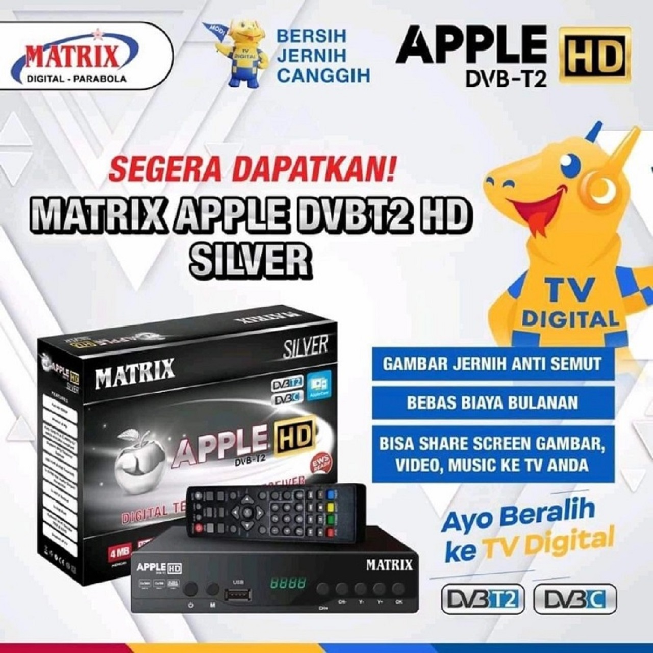 STB Matrix Apple Silver TV Digital Set Top Box Matrik Apel DVB T2 HD ...