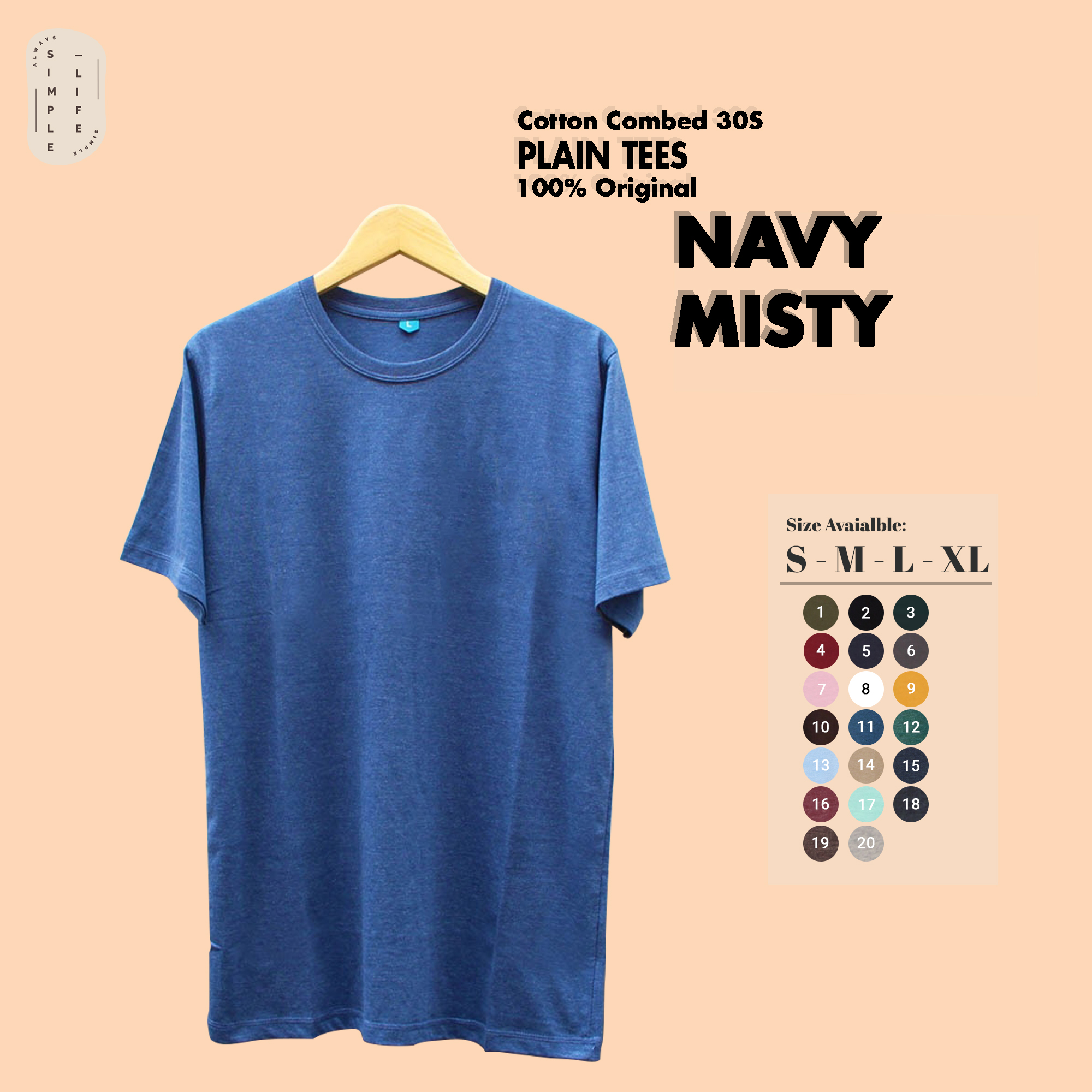 Kaos Polos Pria/Wanita Combed 30s Warna Navy Misty | Lazada Indonesia