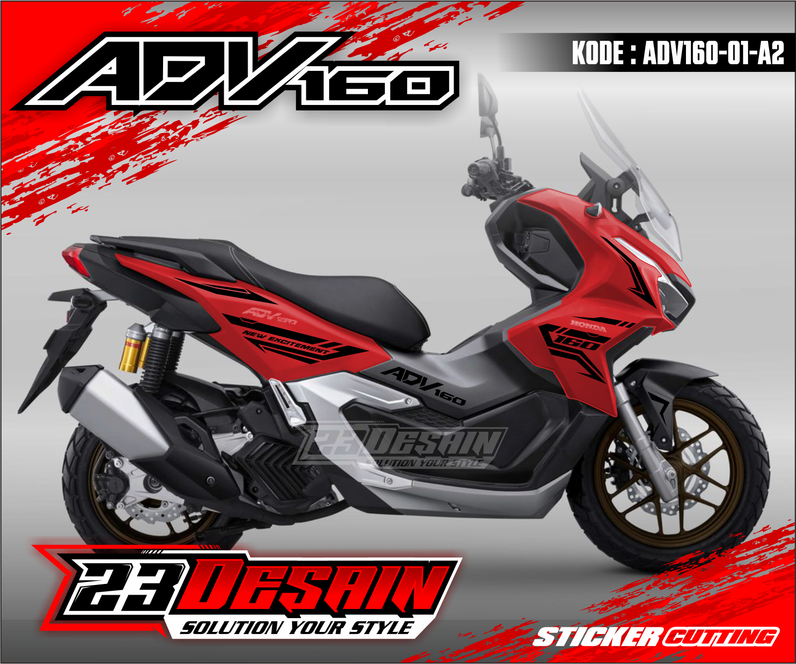 Cutting ADV 160 Sticker HONDA ADV 160 MERAH cutting stiker Striping ADV ...