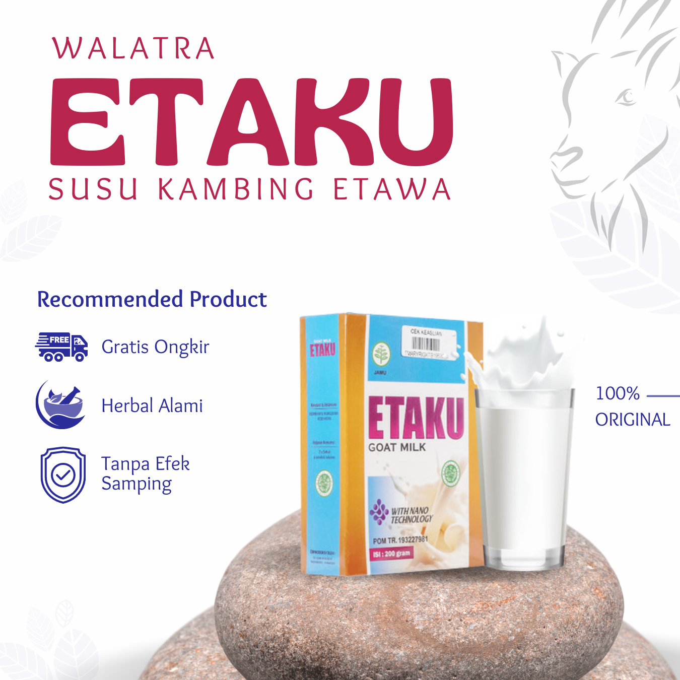 Susu Kambing Etaku Asli Kemasan Baru 200gr Original 100% Untuk ...