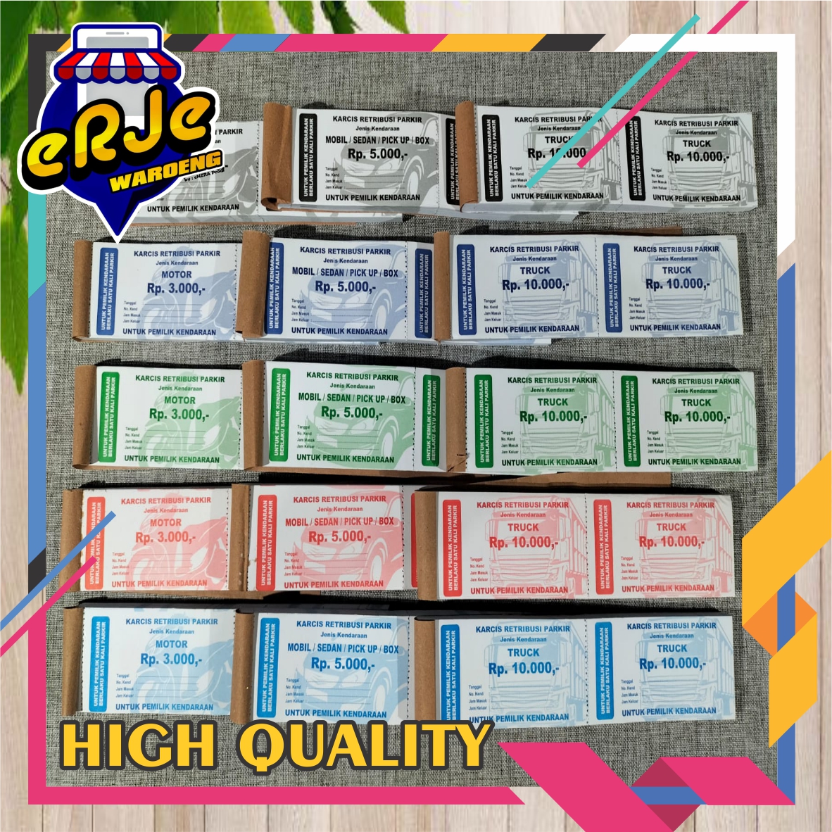 Karcis Parkir / Motor R2 / 100 lembar 2 sisi / universal / warna / HVS ...