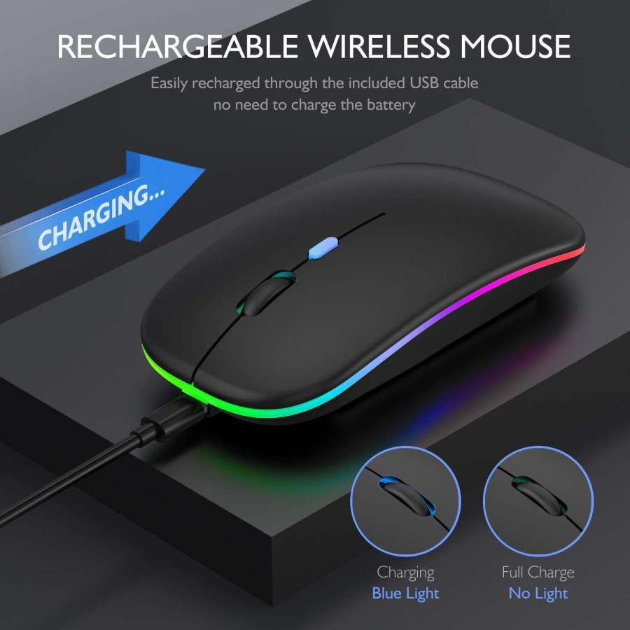 Mouse Wireless Charger Slim Silent Click Portable Laptop PC Mac T19 ...