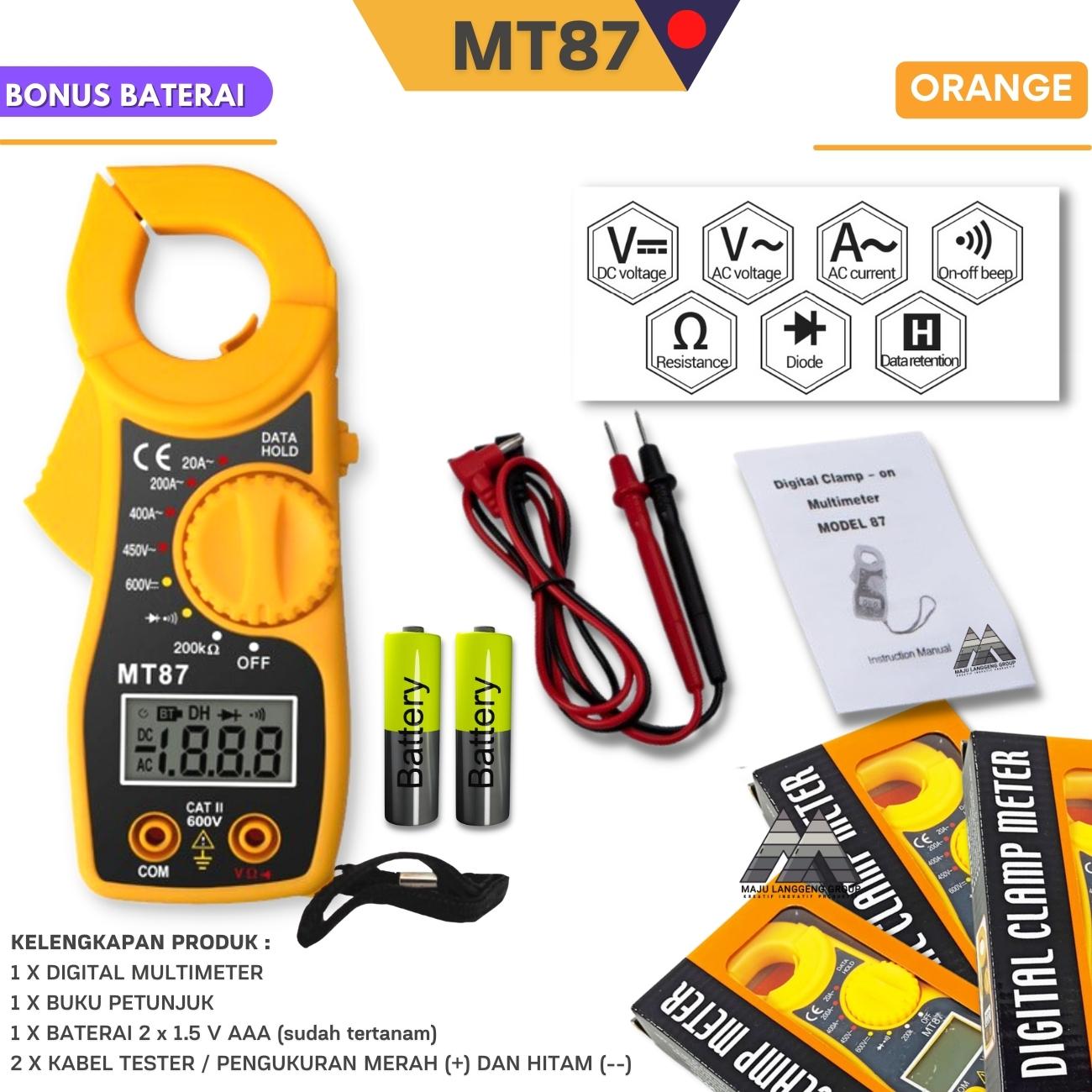 MT87 MT-87 Digital Clamp Meter Tang Ampere Multimeter Ukur Arus ...