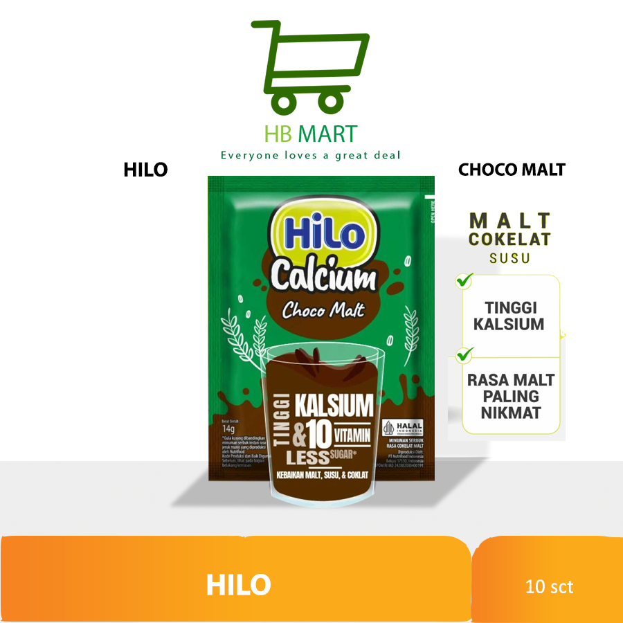 HILO CHOCO MALT HI CALCIUM 10 Sch – Malt Cokelat Susu Berenergi Tinggi ...