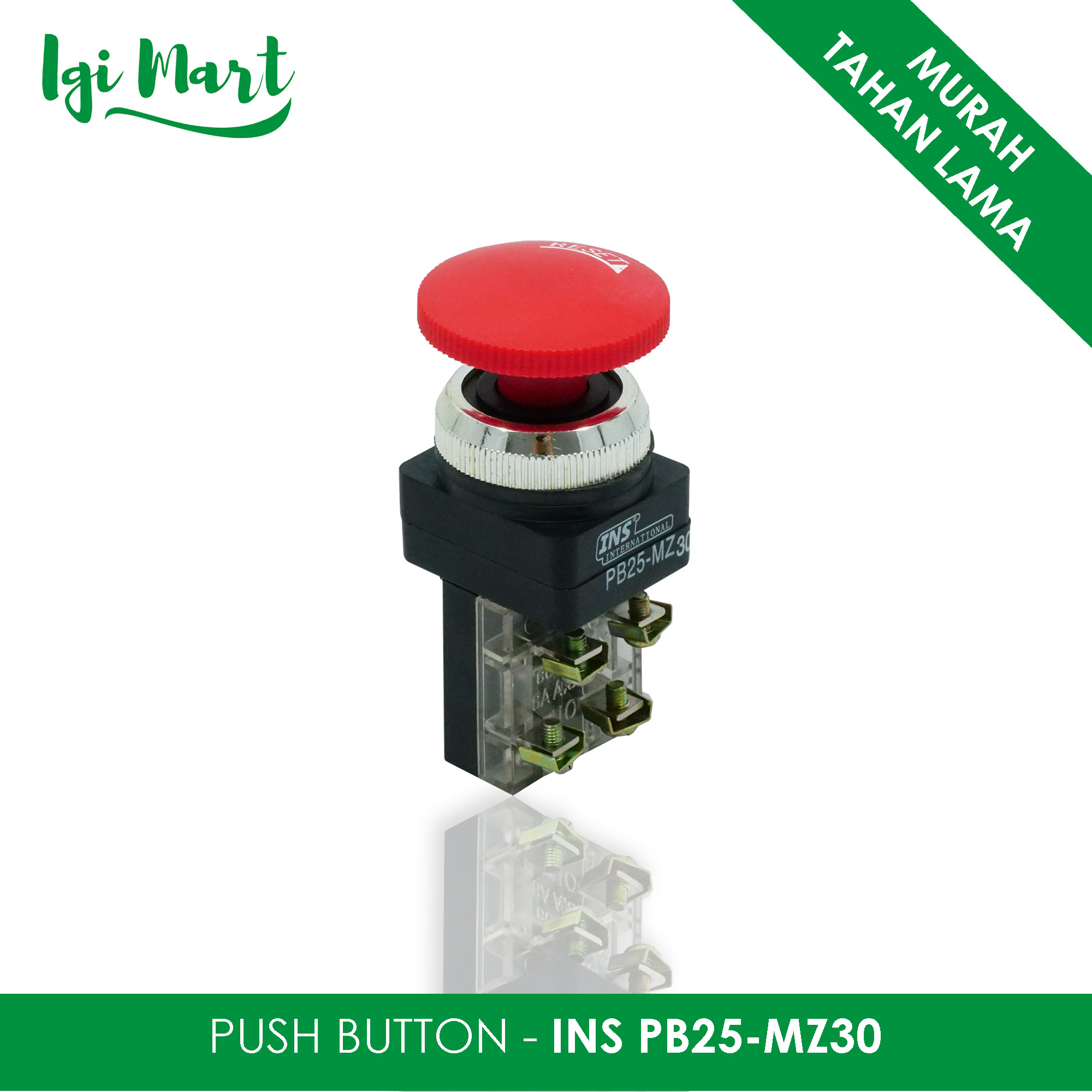 PUSH BUTTON RESET / PUSHBUTTON EMERGENCY PB25MZ 4 KAKI 22 mm | Lazada ...