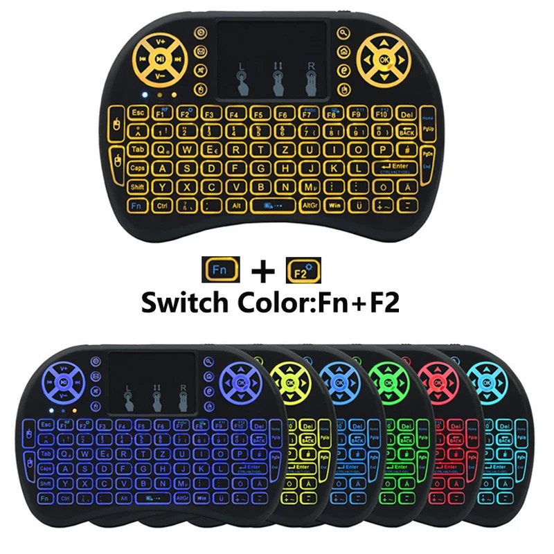 Mini Keyboard i8 Wireless Touchpad Mouse NEW 7 Color Backlit / Keyboard ...