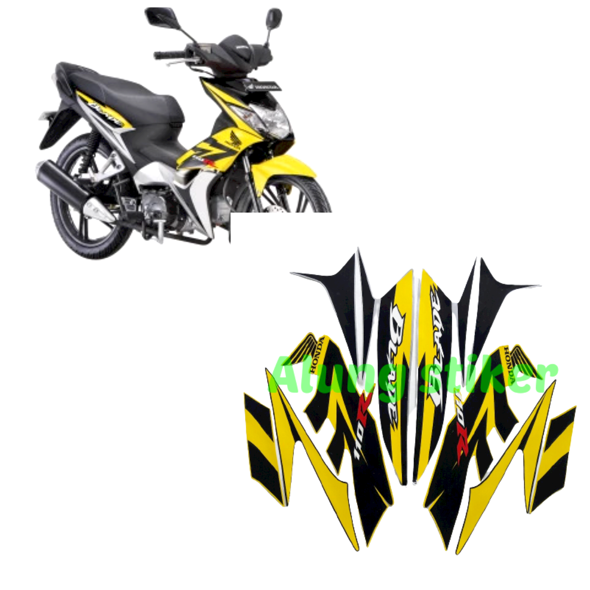 STIKER STRIPING LIS LES BODY MOTOR HONDA BLADE 110R TAHUN 2009 WARNA ...