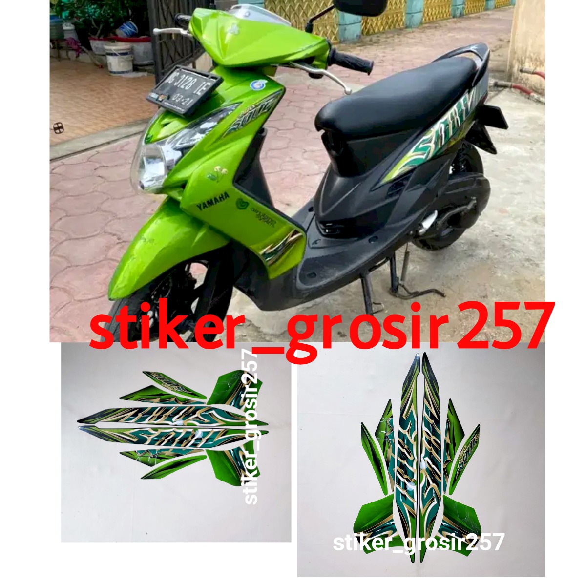 STRIPING STICKER LIS LES BODY YAMAHA MIO SOUL 2010 WARNA HIJAU STANDAR ...