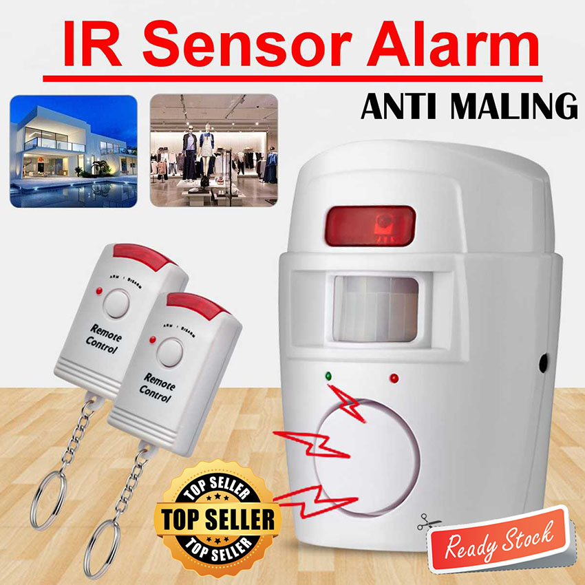 Wireless Alarm Anti Maling Infrared PIR Sensor Gerak 2 Remote Detektor ...