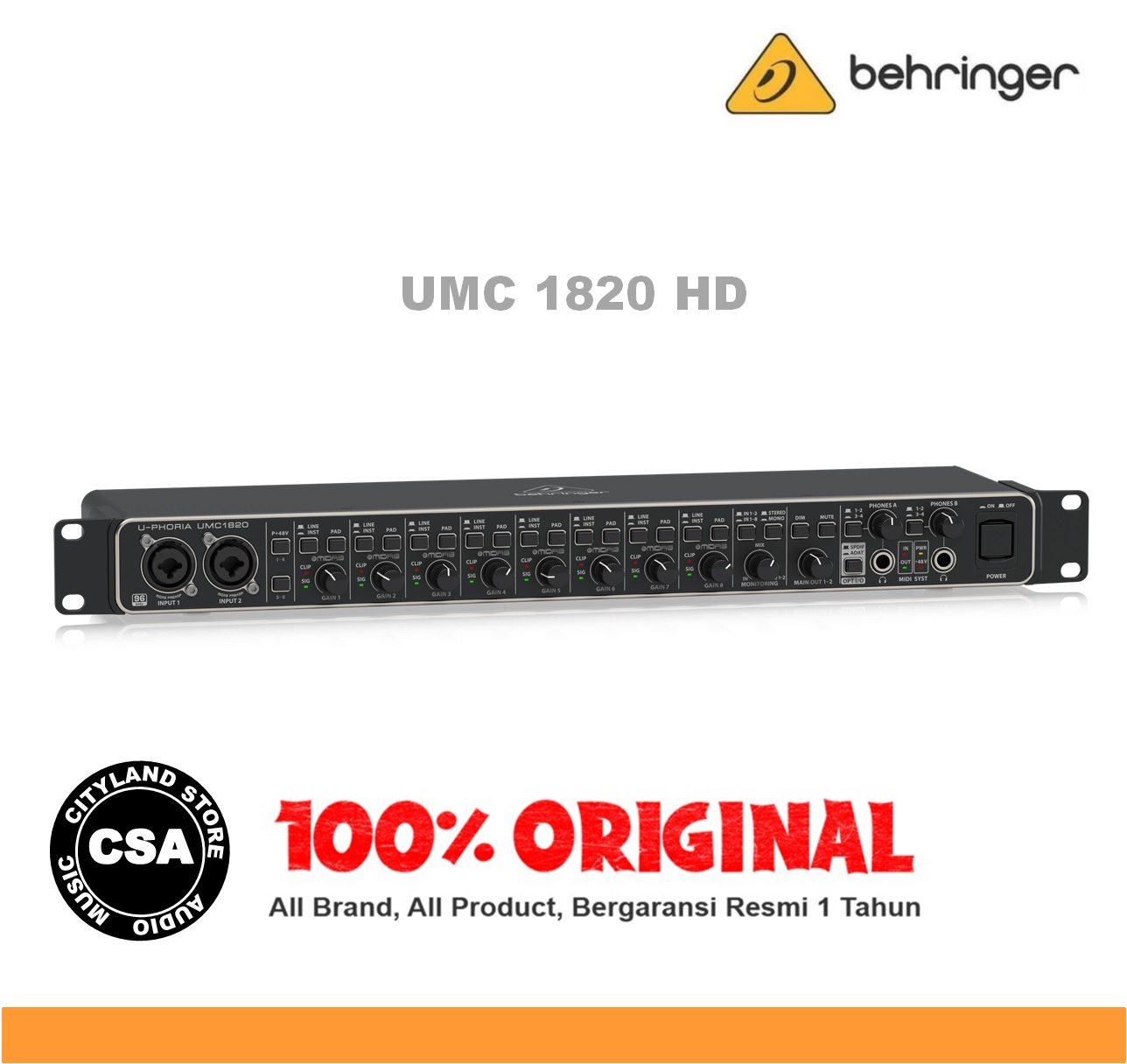 Behringer UMC 1820 HD Souncard Recording Original Garansi Resmi ...