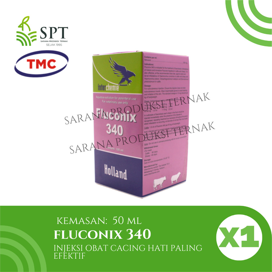 FLUCONIX-340 50ml Injeksi Obat Cacing Hati Efektif Sapi Kambing HEWAN ...
