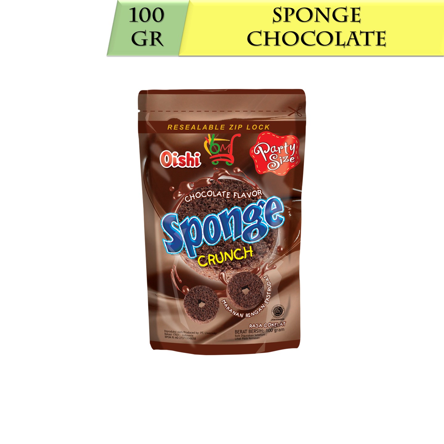 Oishi Sponge Chocolate Crunch Makanan Ringan Esktrudat Rasa Cokelat ...