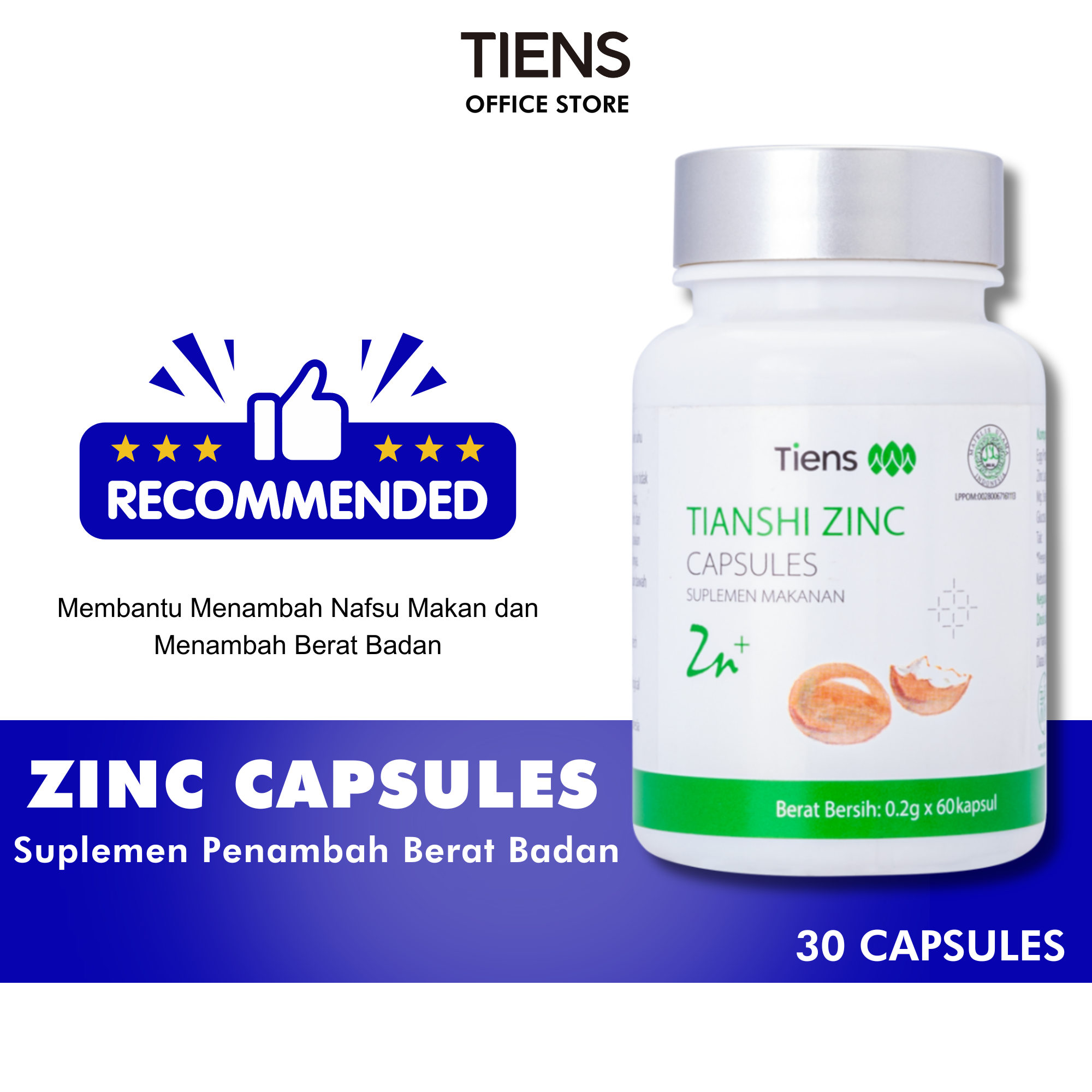 Tiens | Weight Gain | Zinc Capsules | Suplemen Penambah Berat Badan dan ...