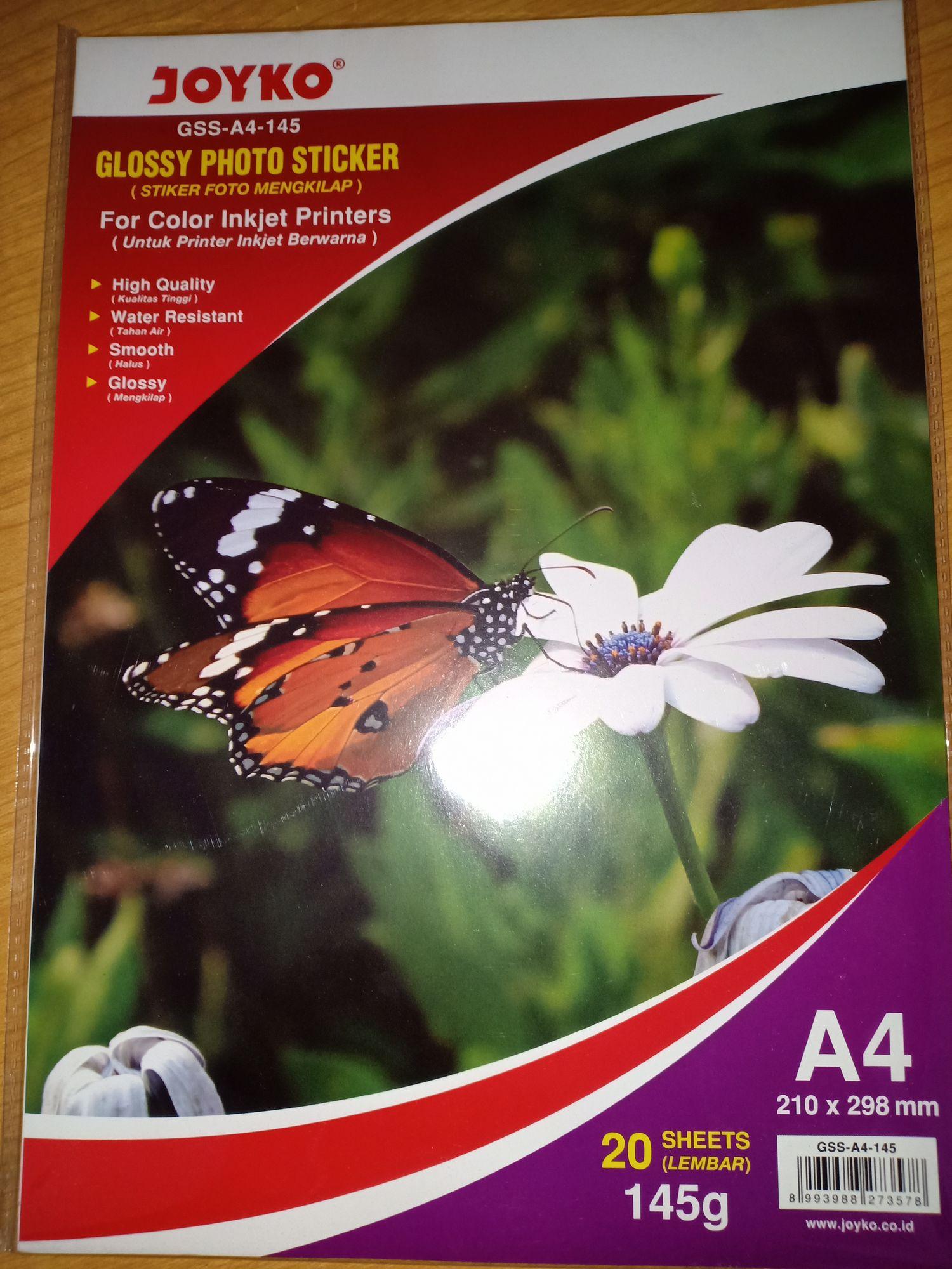 Kertas Stiker / Kertas Sticker / Glossy Photo Sticker Ukuran A4 (210 x ...