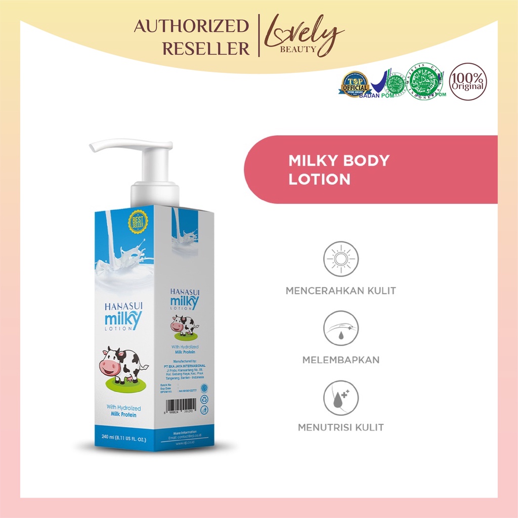 HANASUI MILKY HAND & BODY LOTION 240ML HALAL ORIGINAL BPOM | Lazada ...