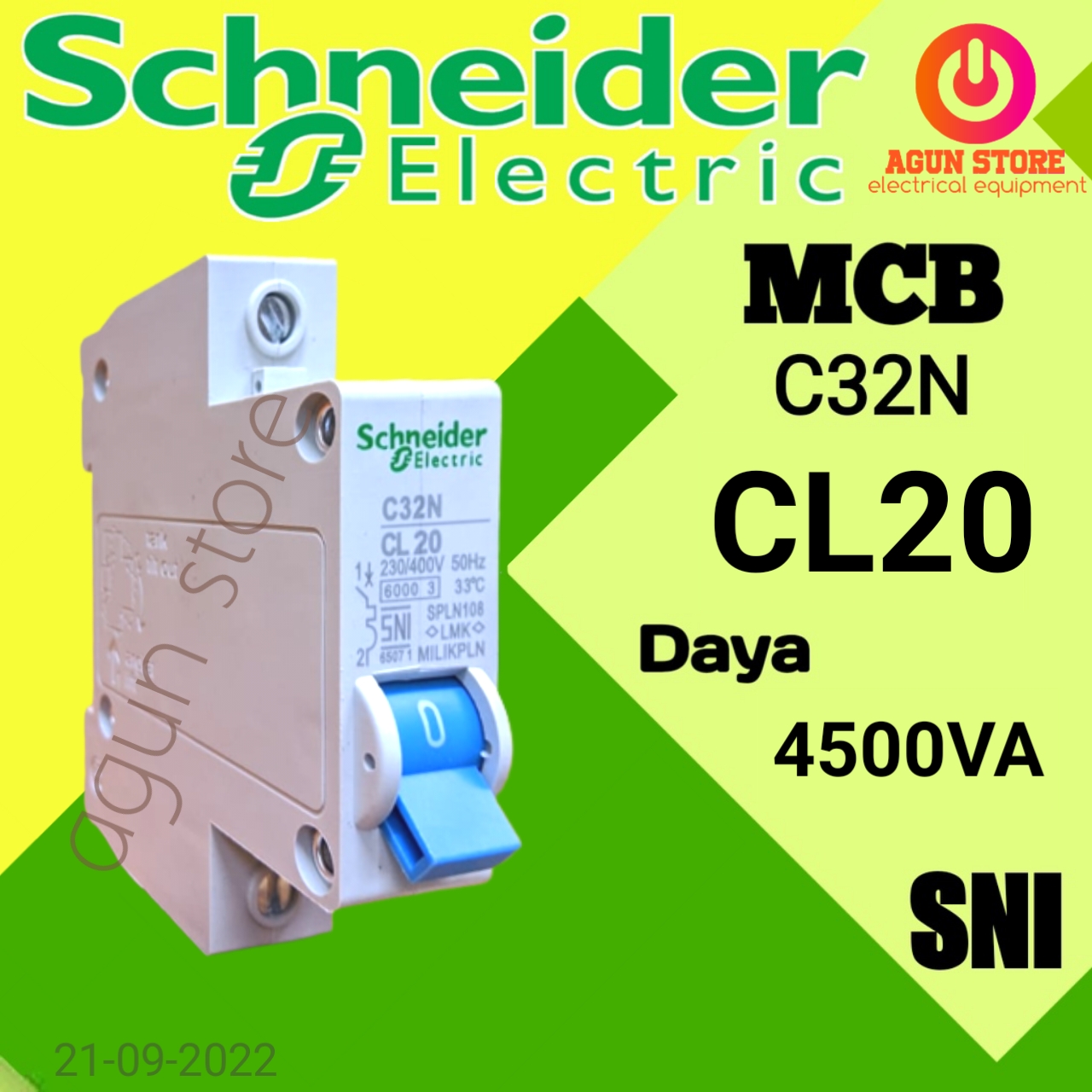 MCB SCHNEIDER 20 AMPERE CL20 BIRU 4500w LISTRIK MILIK PLN | Lazada ...