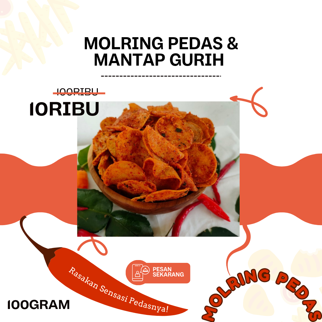 keripik cimol kering MOLRING PEDAS & GURIH MANTAP 100gram | Lazada ...