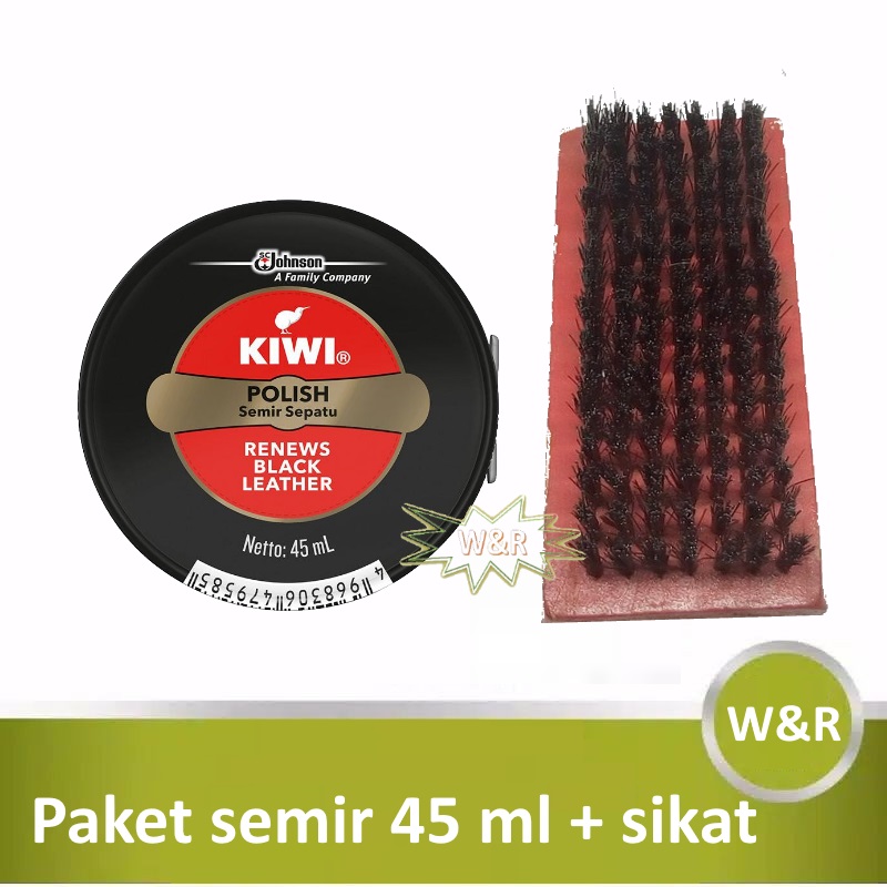 Paket semir sepatu kiwi pasta 45ml black + sikat sepatu | Lazada Indonesia