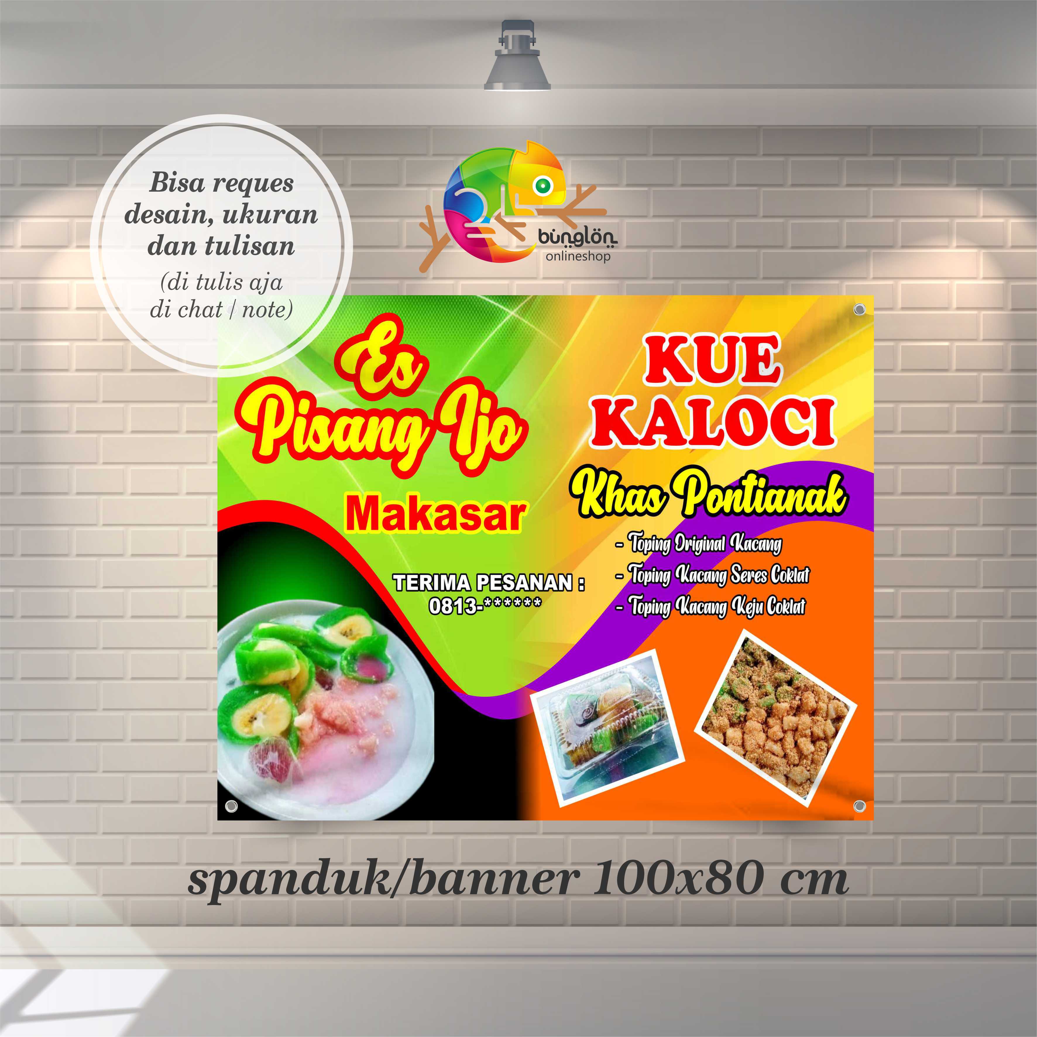 100x80 Spanduk Es Pisang Ijo & Kue Kaloci Khas Pontianak | Lazada Indonesia