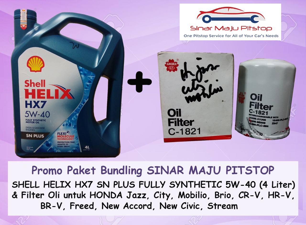 Paket Bundling Oli Mobil SHELL HELIX HX7 5W-40 API SN PLUS 4 LITER ...