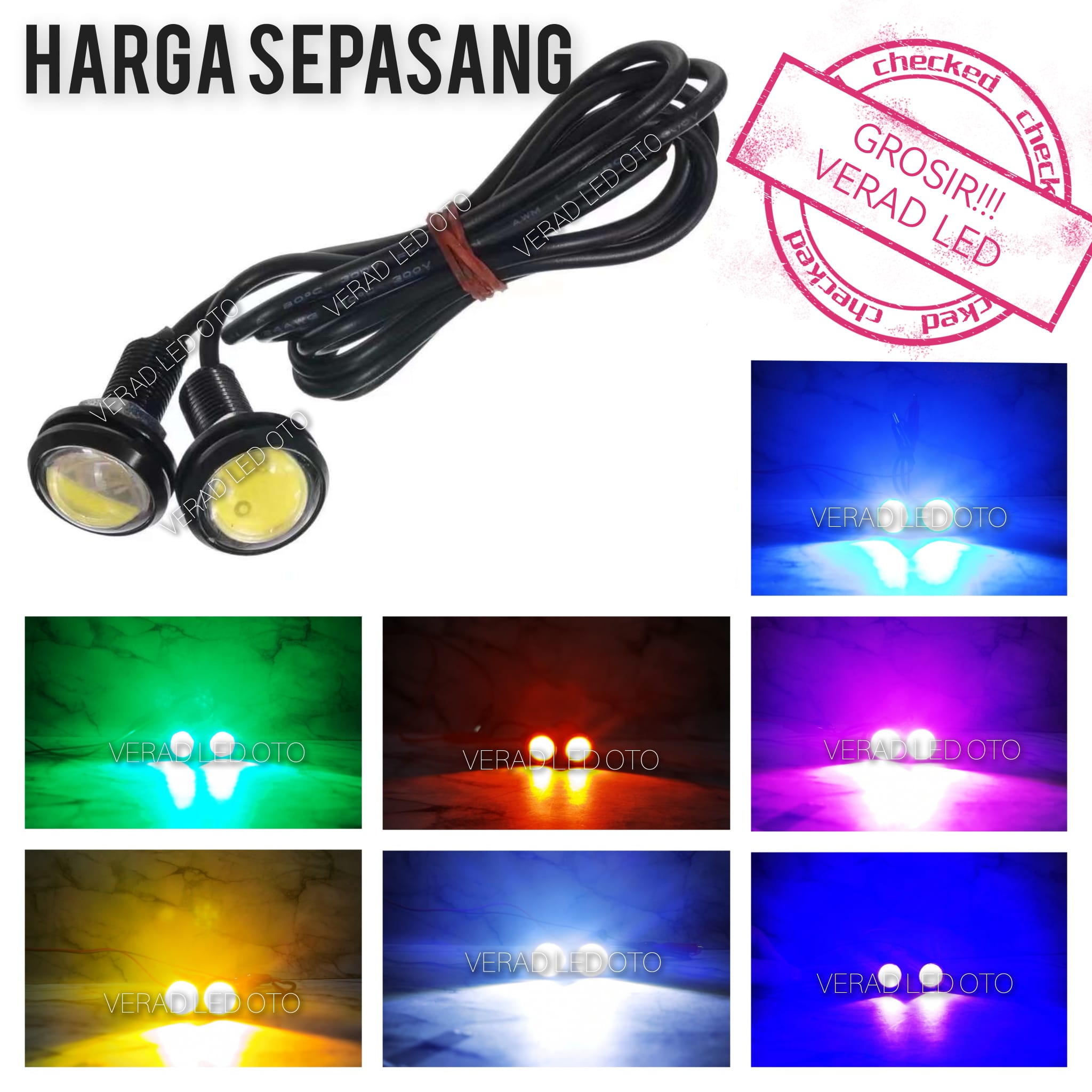 Lampu LED Mata Elang (1 PASANG) DRL COB Eagle Eye Besar 23mm 12V 3W | Lazada Indonesia
