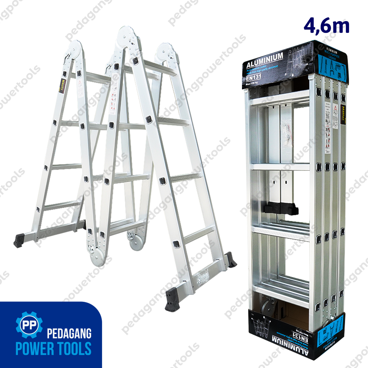TANGGA LIPAT A 4.6 METER MULTIFUNGSI ALUMINIUM DOUBLE LADDER 4 X 4 ...