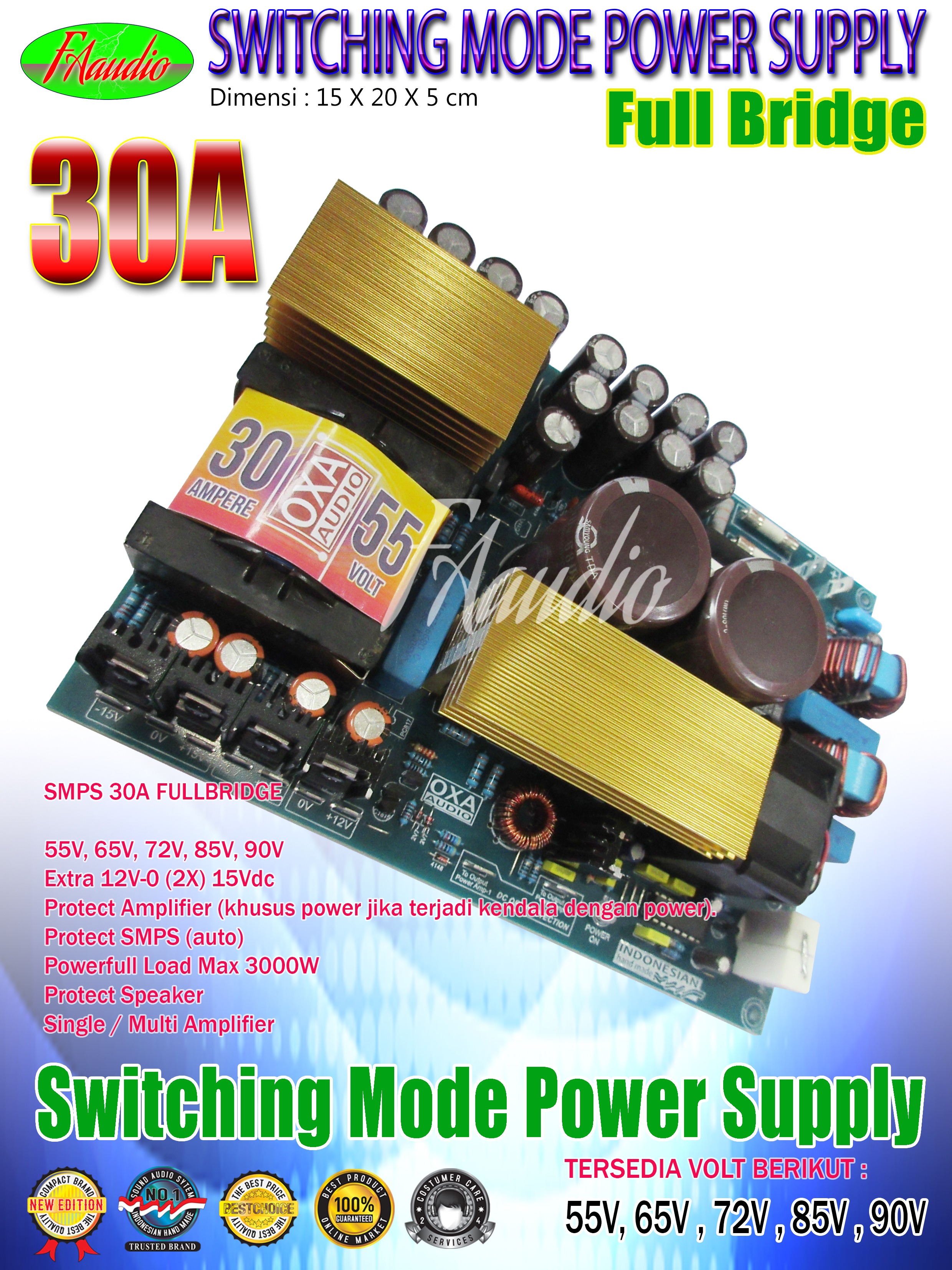Switching Mode Power Supply SMPS 30 Ampere Full Bridge CT Power Supply ...