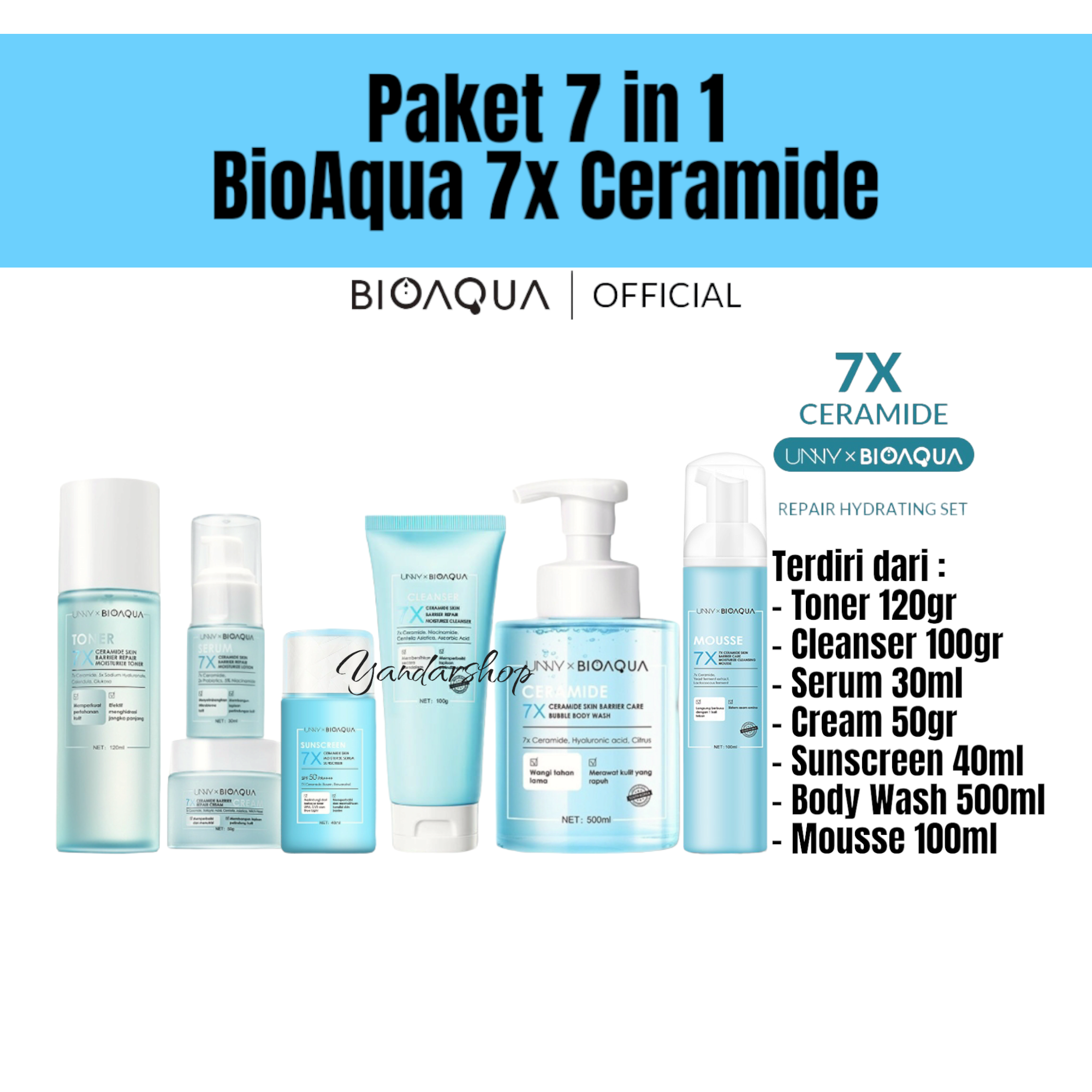 BIOAQUA 7X Ceramide Skin Barrier Repair Moisturize Set Paket Skincare ...