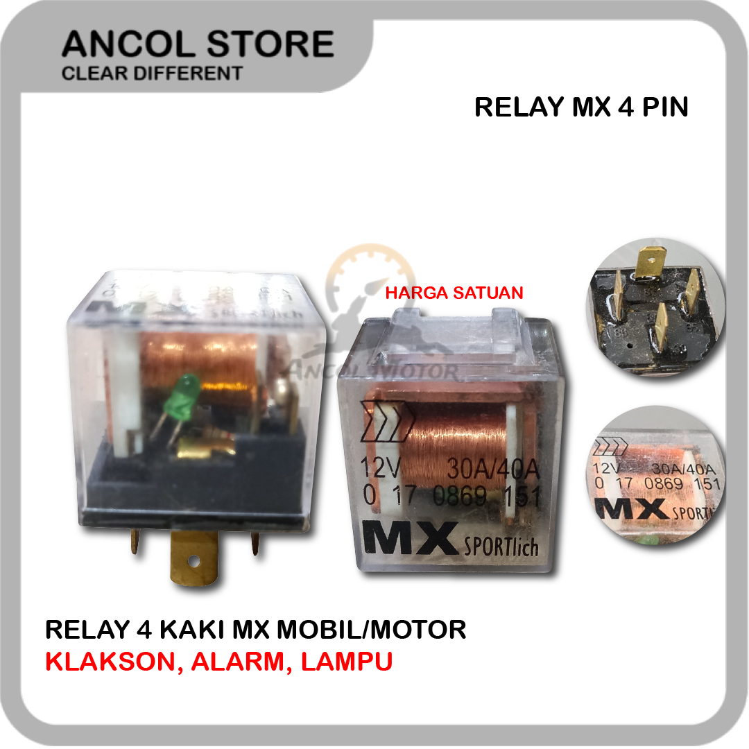 Relay MX Kaki 4 12v 30/40a Rellay Empat Pin For Klakson Alarm Lampu ...
