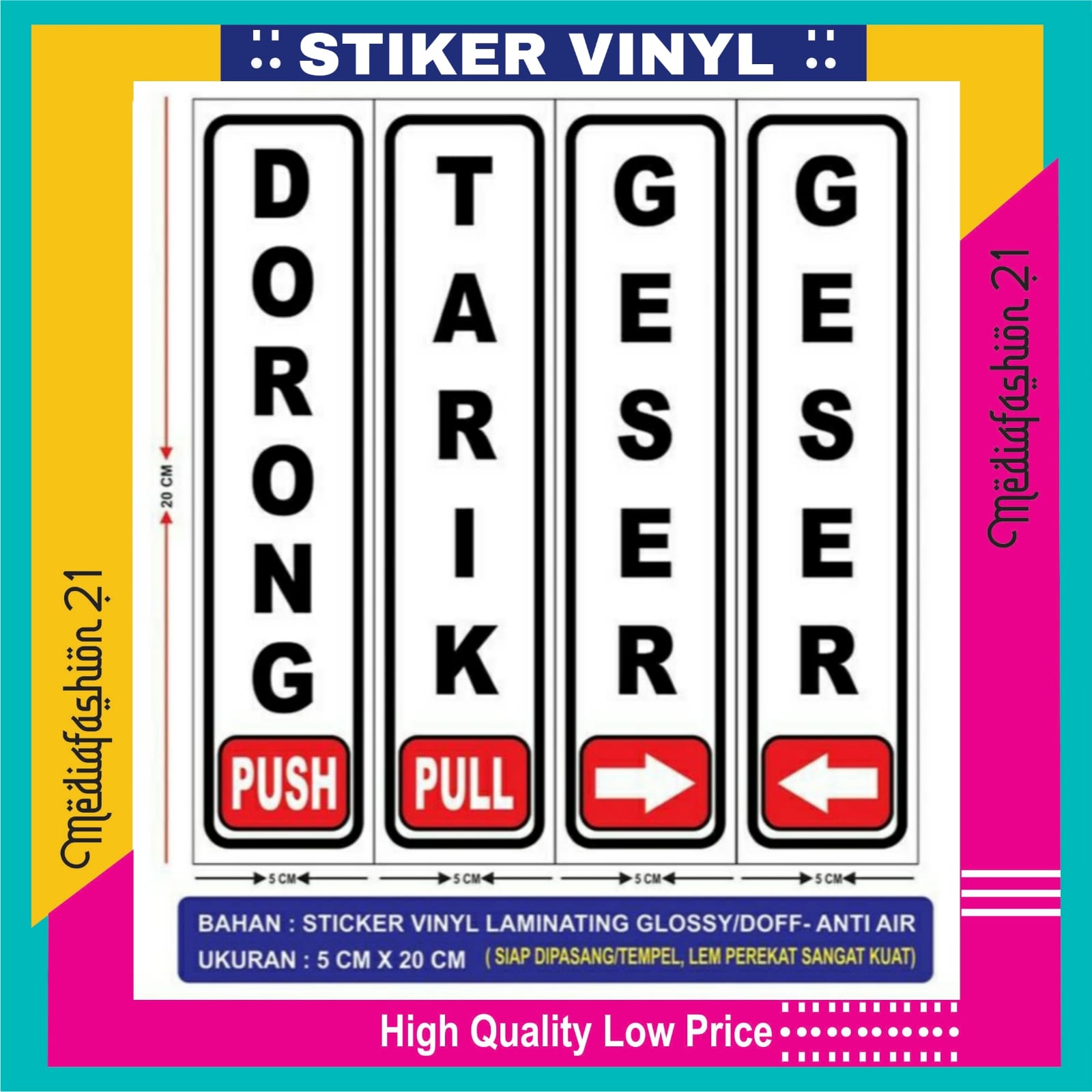 STICKER GESER / TARIK DAN DORONG PINTU - BAHAN VINYL ANTI AIR | Lazada ...