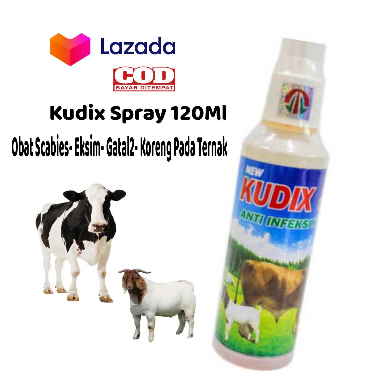 Kudix Spray 120Ml - Obat Scabies- Eksim- Gatal2- Koreng Pada Ternak ...