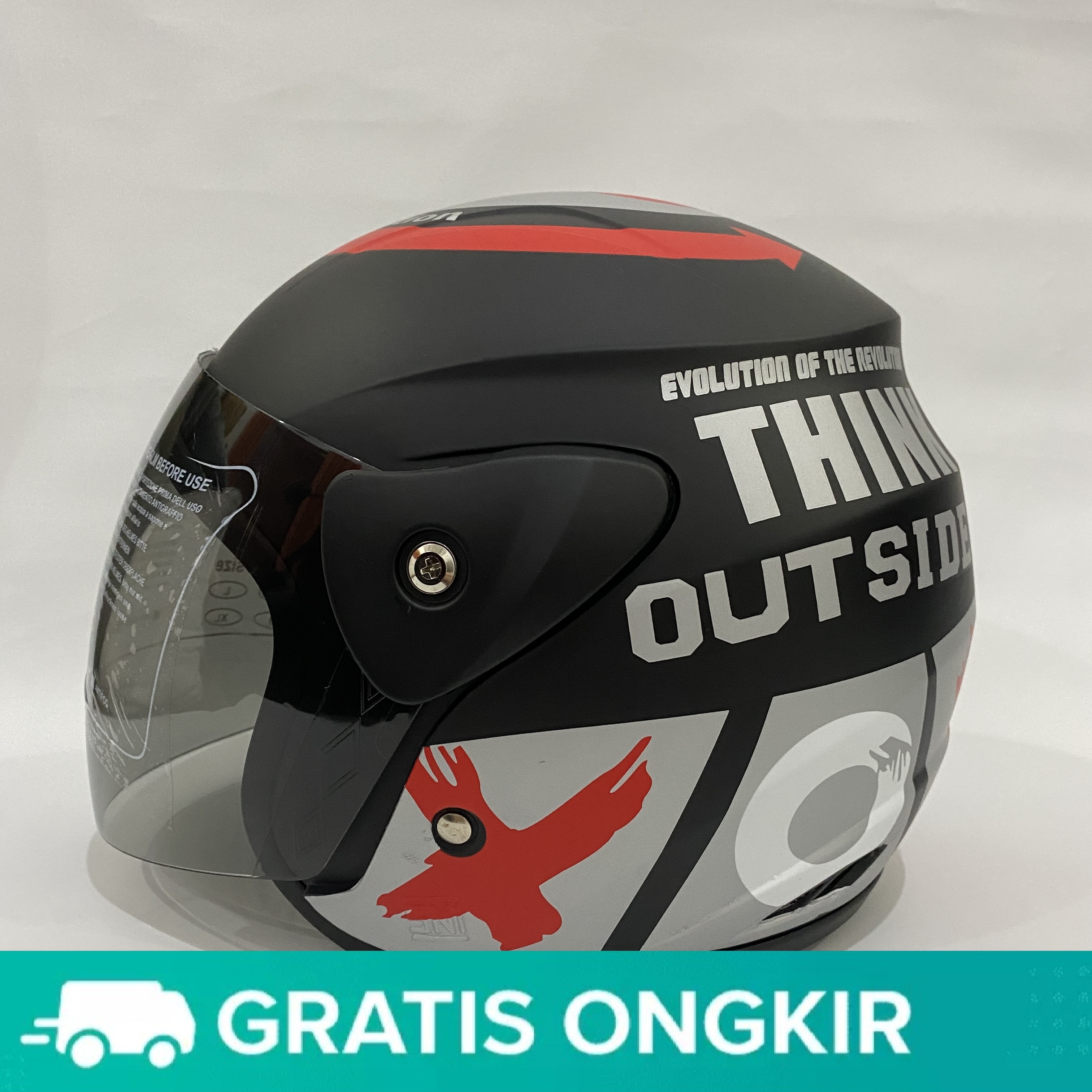 Helm Evo Outside Hitam Doff Half Face Nouvo SNI Dewasa Motif - bukan ...