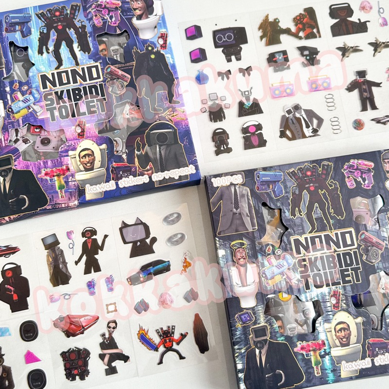 Sticker Box NONO MOMO 2D SKIBIDI TOILET Kuromi karakter Dekorasi Anak ...