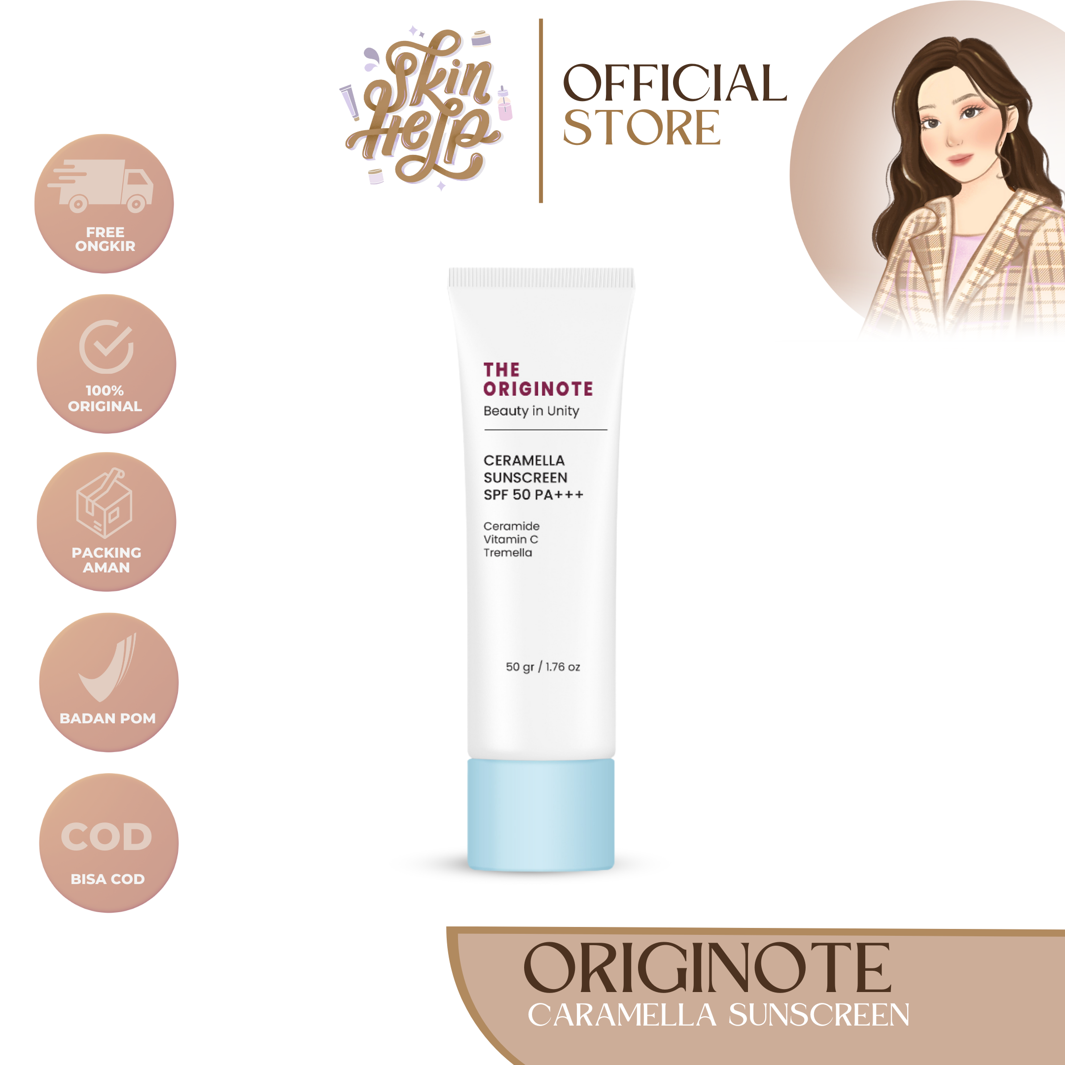 The Originote Ceramella Sunscreen SPF50 PA+++ Serum Sunscreen untuk ...