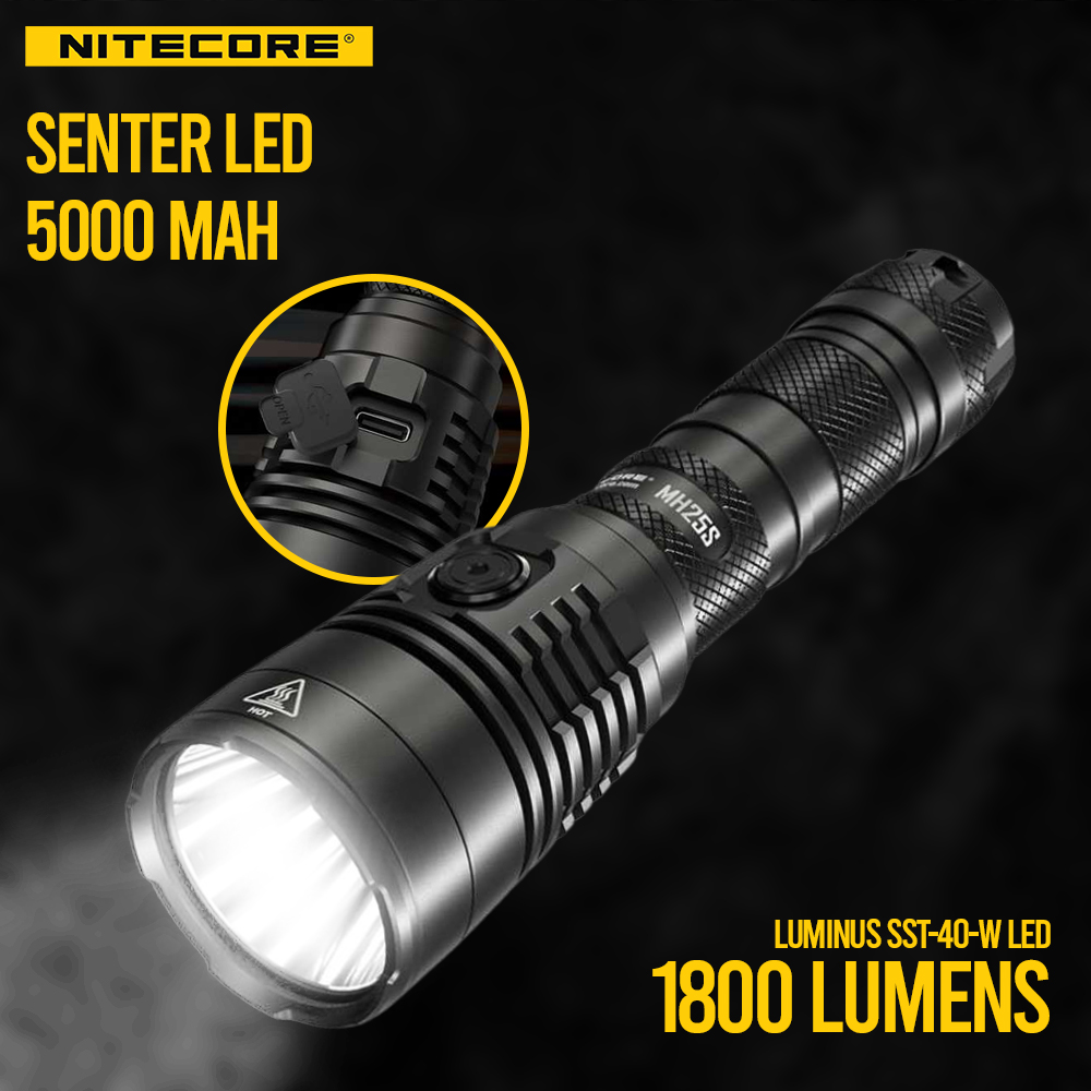 NITECORE Senter LED Luminus SST-40-W IP68 1800 Lumens - MH25S - Black ...