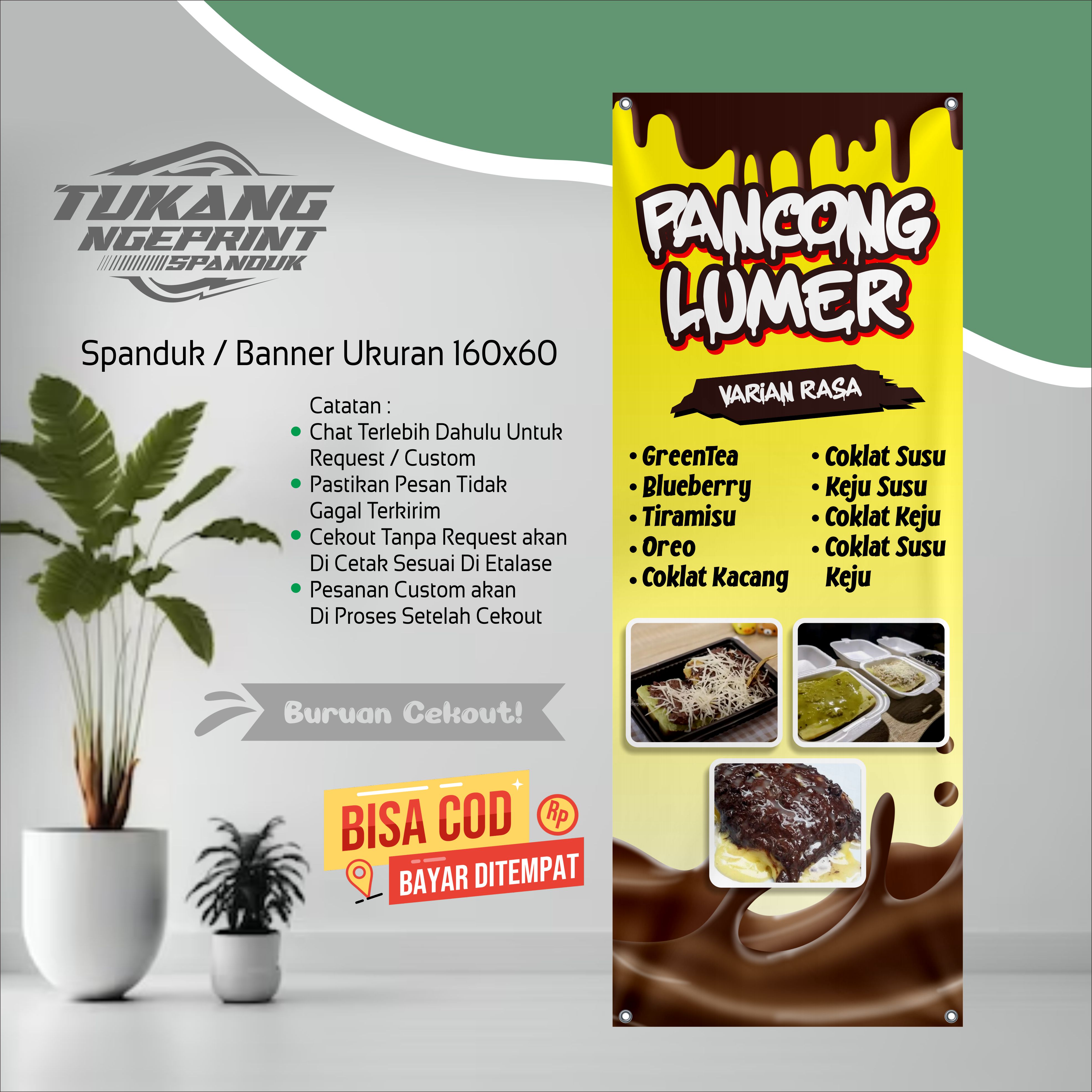 Spanduk/Banner/Backdrop Pancong Lumer Ukuran 160 x 60 | Lazada Indonesia