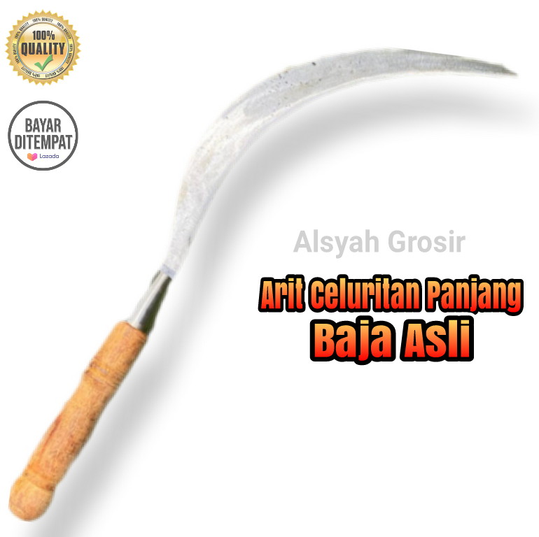 Arit Sabit Celuritan Panjang Baja Asli Super Tajam - Arit Potong Rumput ...