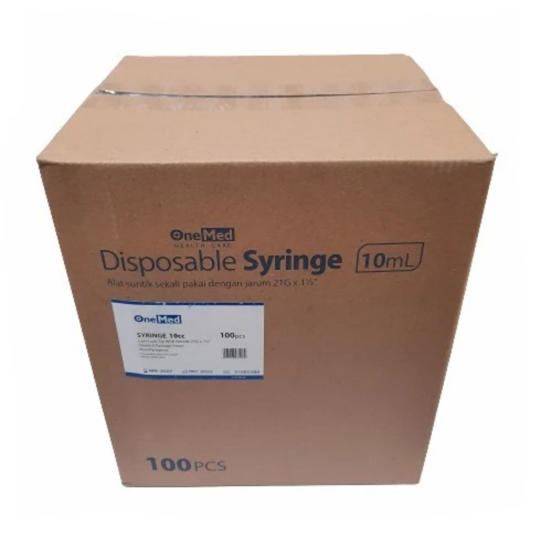 Spuit 10cc 1 Box Onemed Disposable Syringe 10ml Suntikan 10 ml Jarum ...