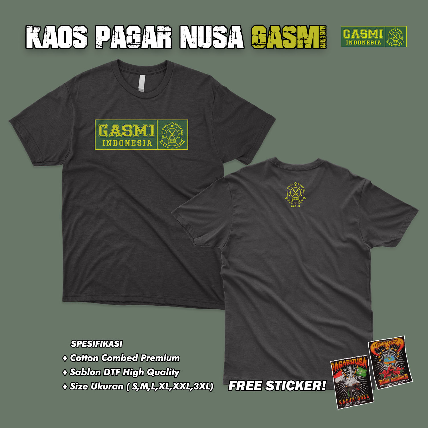 KAOS GASMI INDONESIA TSHIRT PAGAR NUSA LIRBOYO GERAKAN AKSI SILAT MUSLIMIN INDONESIA | Lazada ...