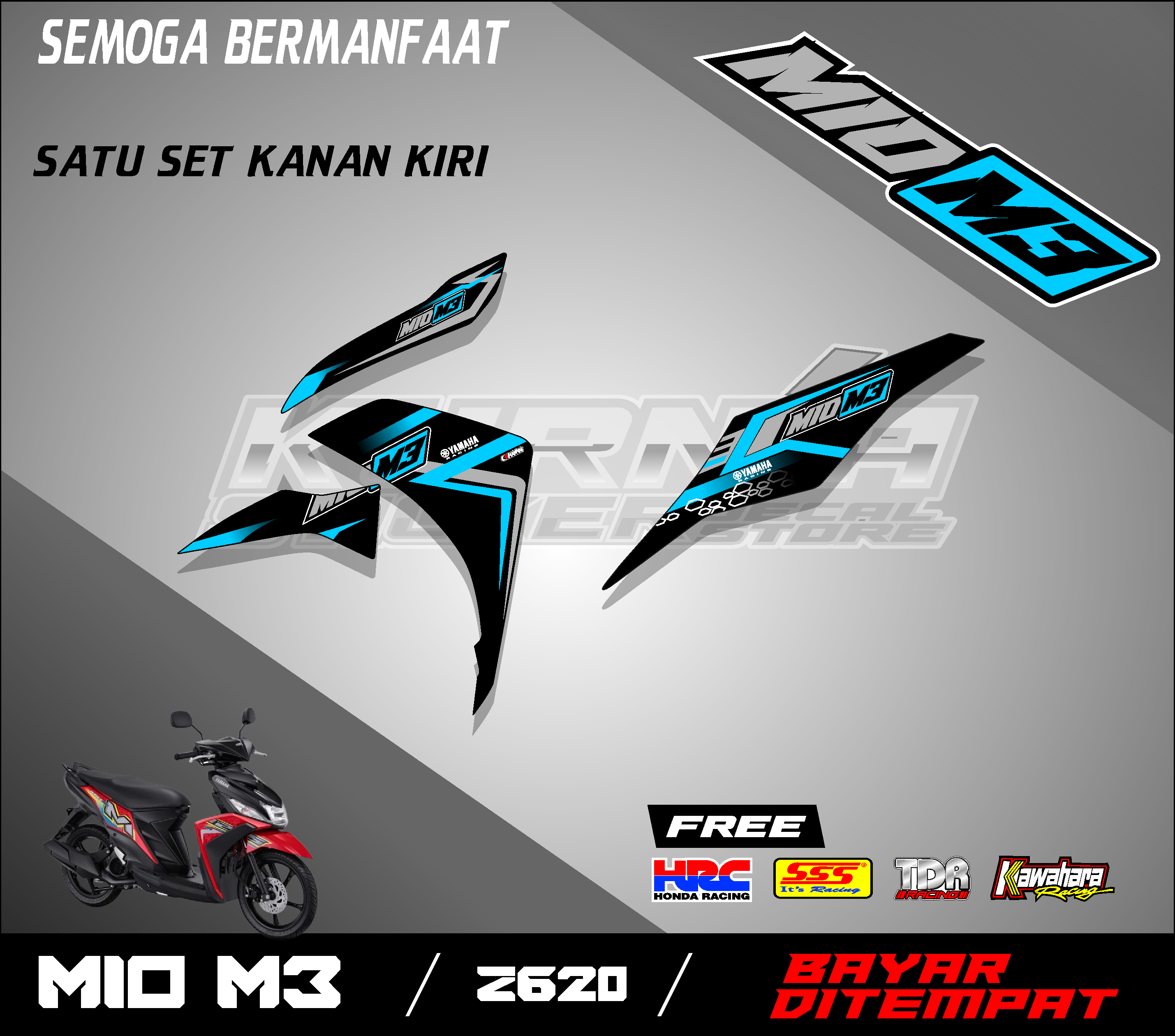 Stiker Mio M3 striping Mio m3 Motor Yamaha Semifull Variasi Papas sayap ...