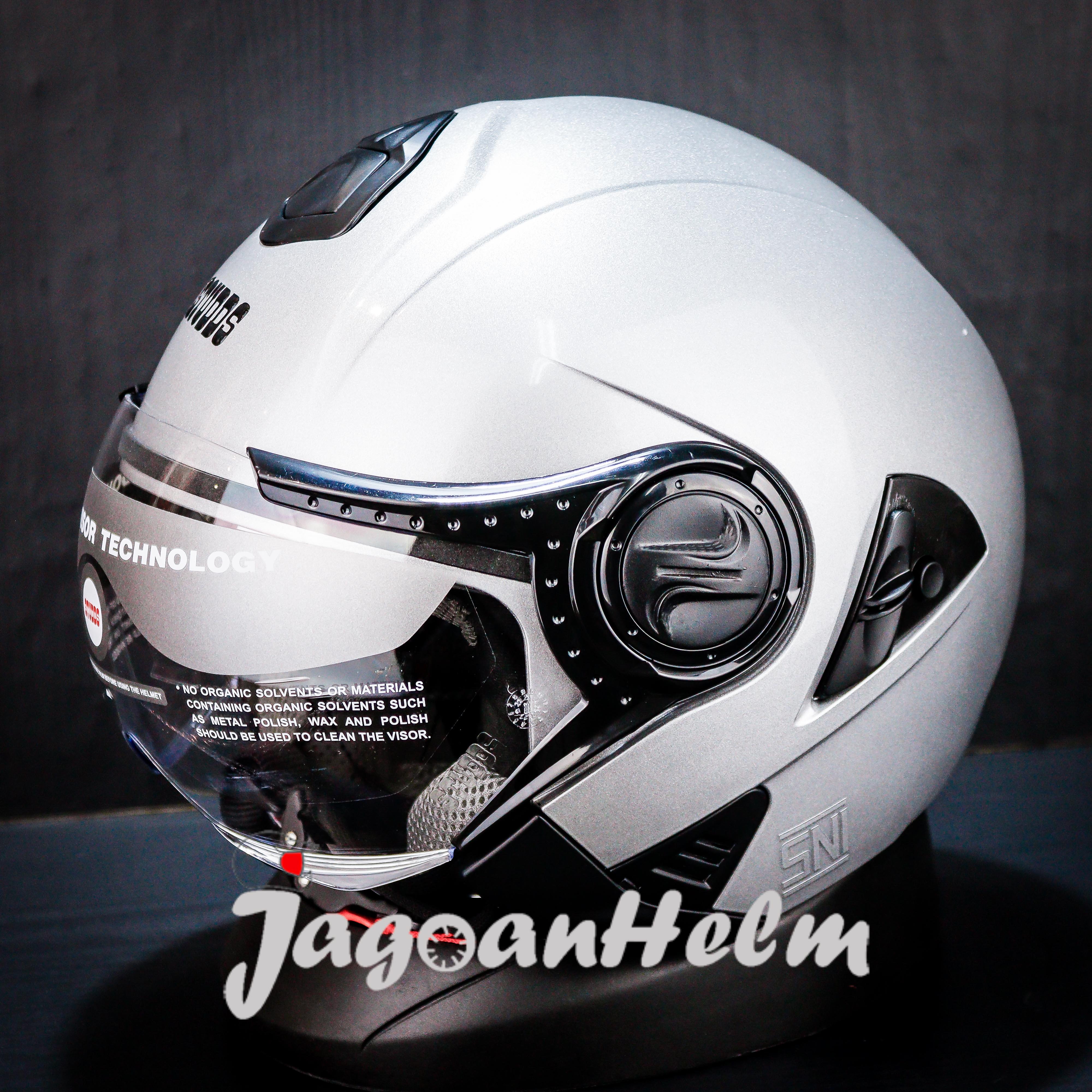 STUDDS HELM DOWNTOWN OF SOLID | SILVER GREY | DOUBLE VISOR | Lazada ...