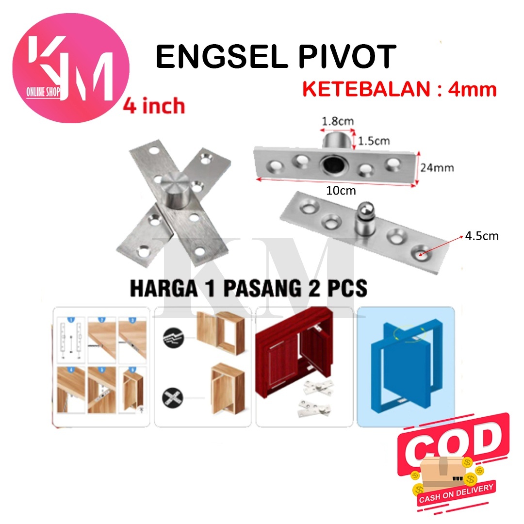 Engsel Pivot Pintu 4" Isi (6 set)... Stainless Steel. Kwalitas Terjamin ...