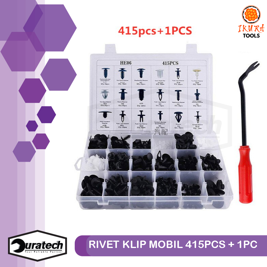 Baut rivet 415pcs set klip kancing plastik universal clip panel mobil ...