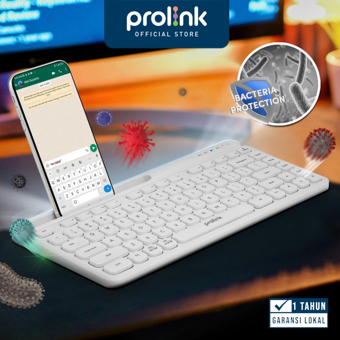 Prolink Keyboard Wireless Bluetooth Multi-device Slim | Anti-Bacterial ...