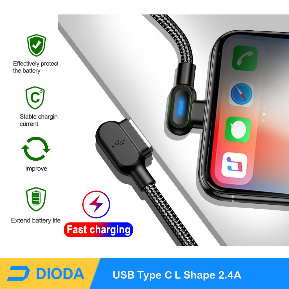 UGI Kabel Charger USB Type C L Shape 2.4 A 1 Meter | Lazada Indonesia