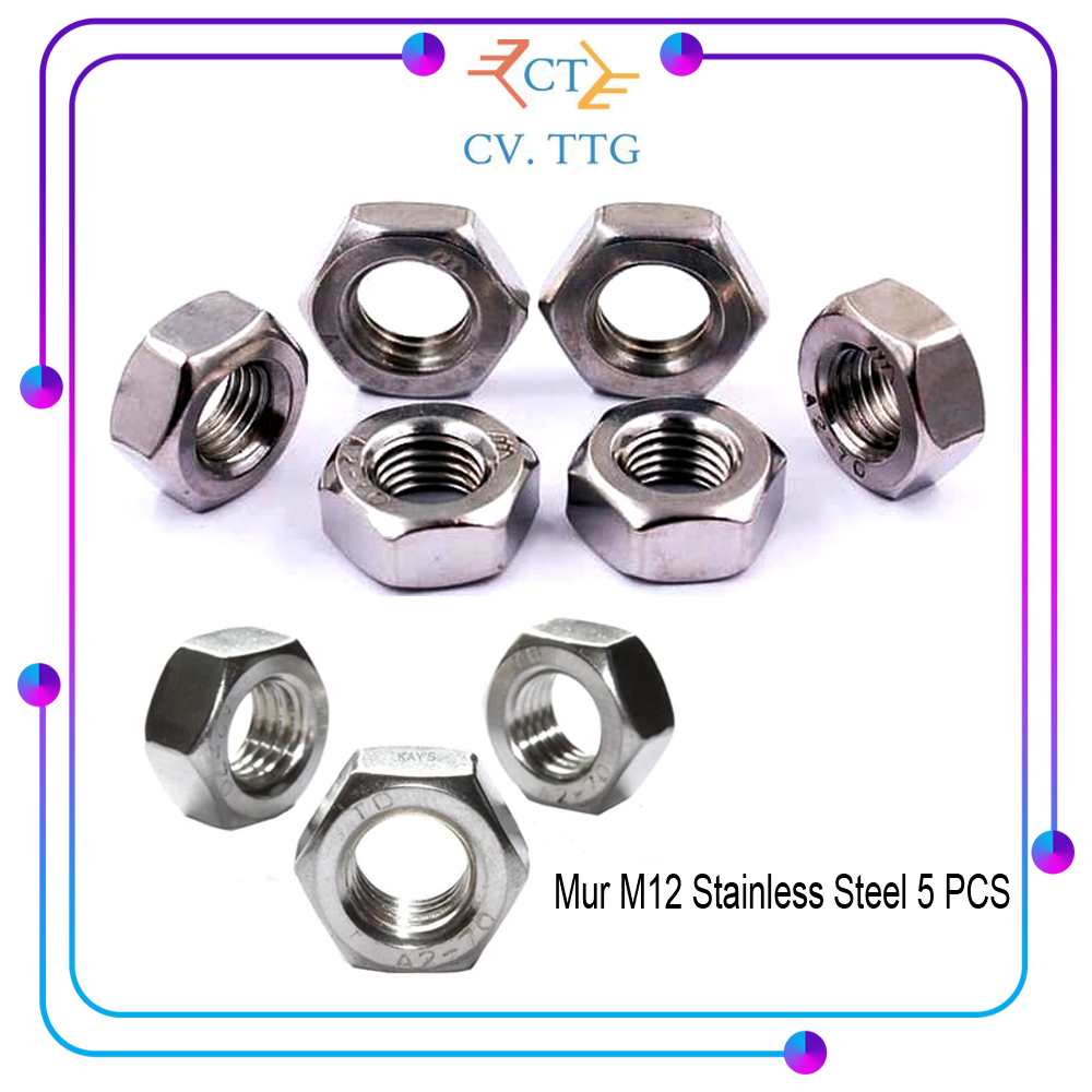 Mur Drat Hexagonal Stainless Steel M12 - 5 PCS | Lazada Indonesia